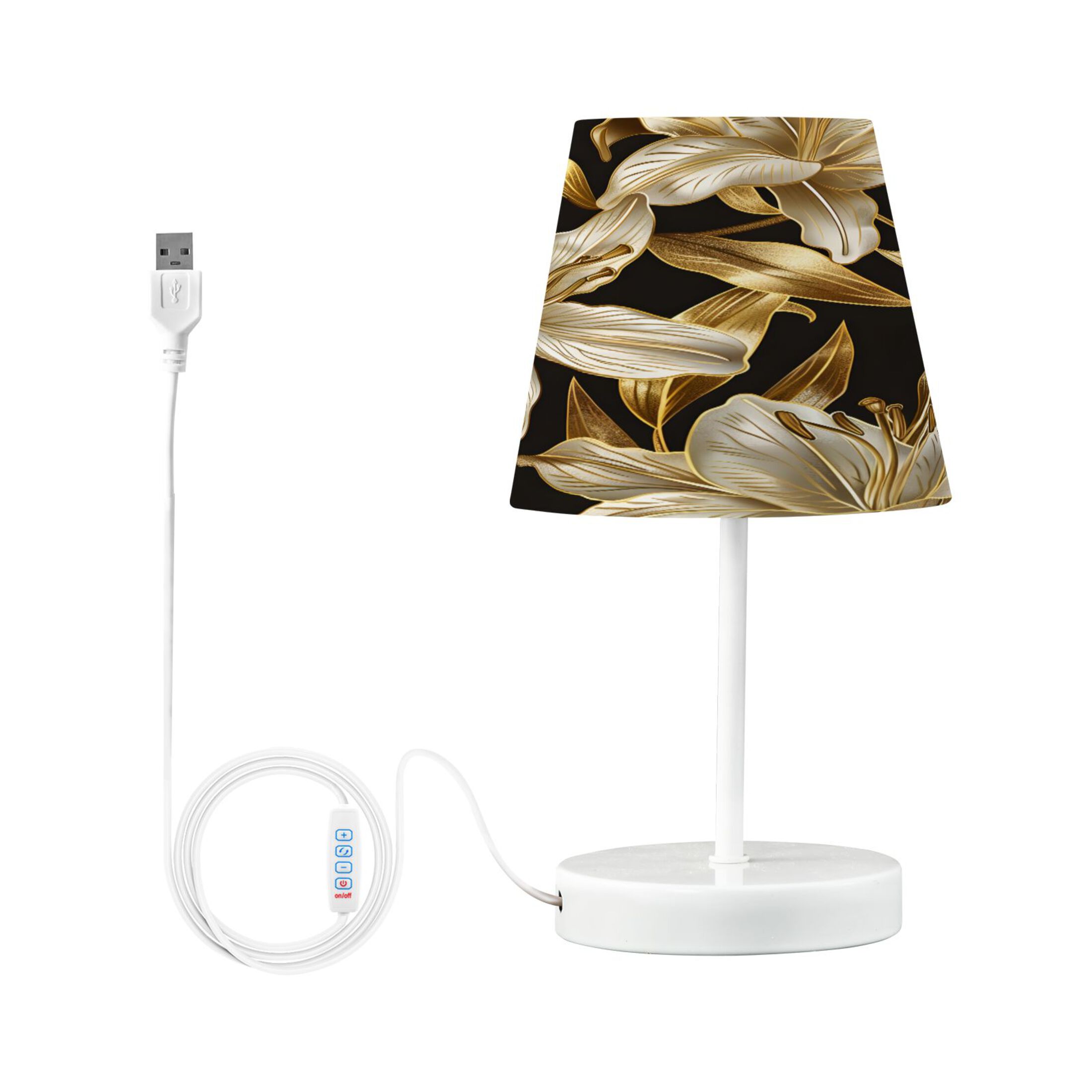 Luxury Lilies Floral Flower Desk Lamp LED Table Nightstand Lamps with 3 ...