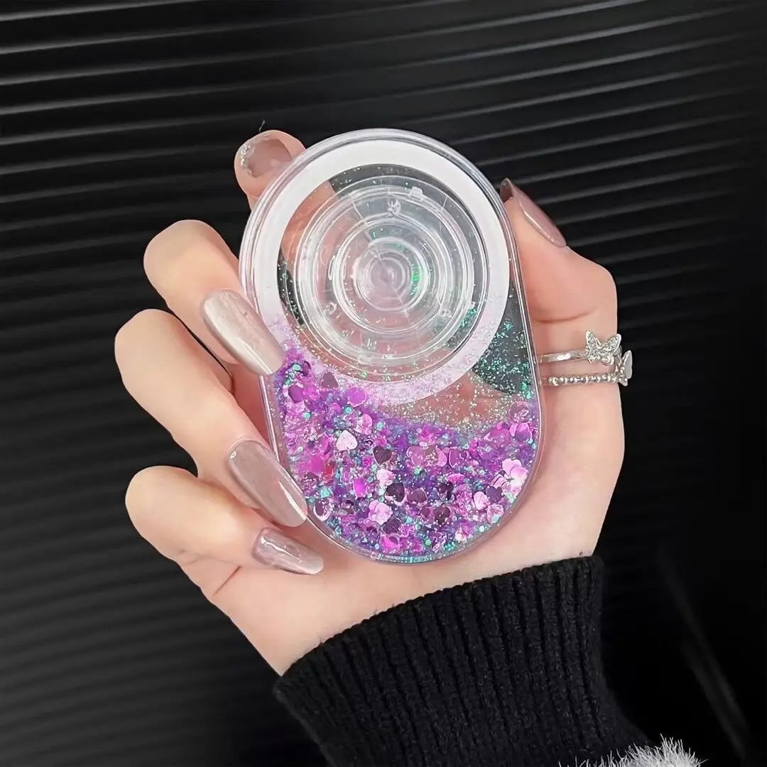 Luxury Liquid Glitter Magnetic Phone Grip Holder For iPhone 15 14 13 12 ...