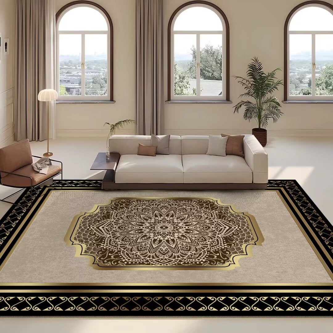 Luxury Living Room Carpet Marble ration Golden Carpet tapis salon ...