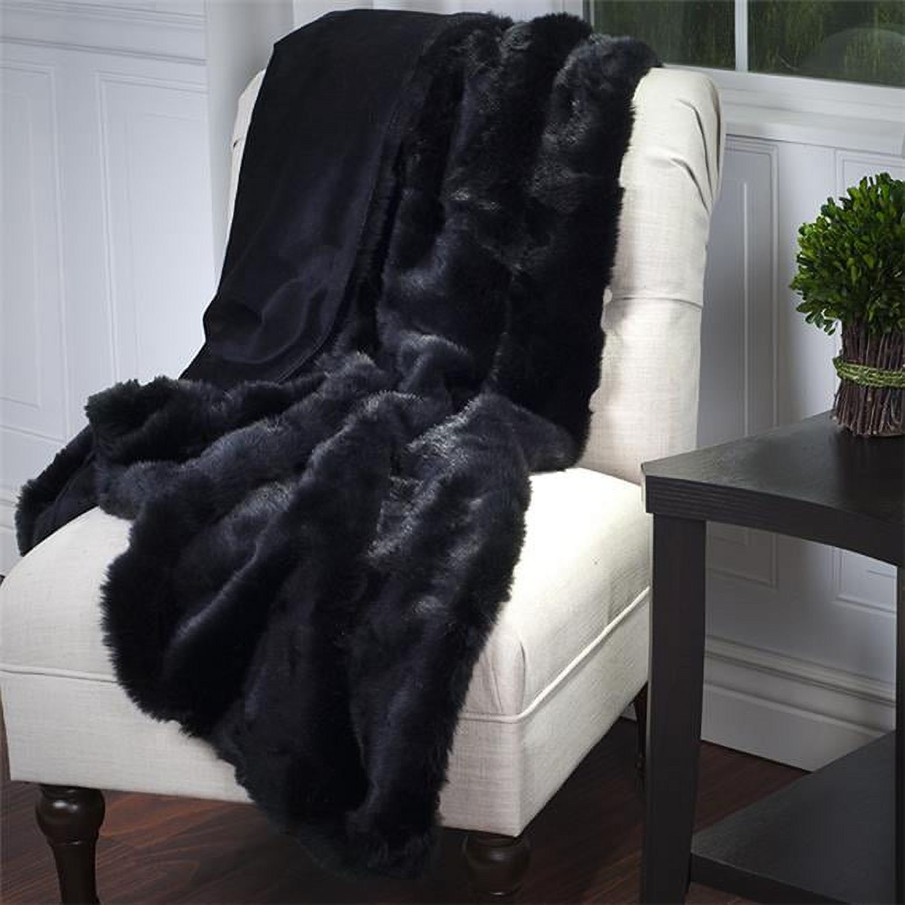 Luxury Long Haired Faux Fur Throw - Black - Walmart.com