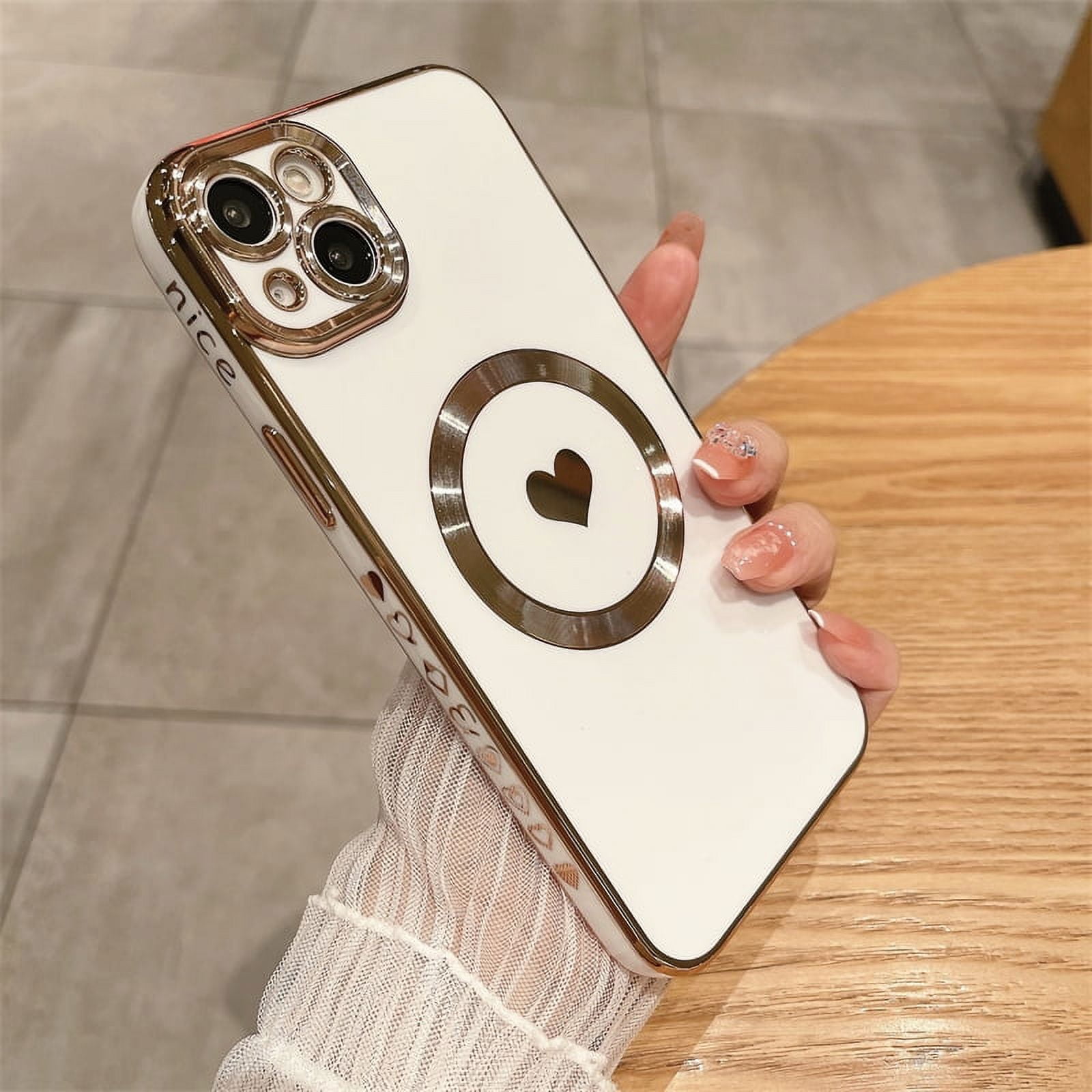 Luxury Magsafe Magnetic Plating Love Heart Phone Case For iPhone 11 12 13 14 15 16 Pro Max X XR ...