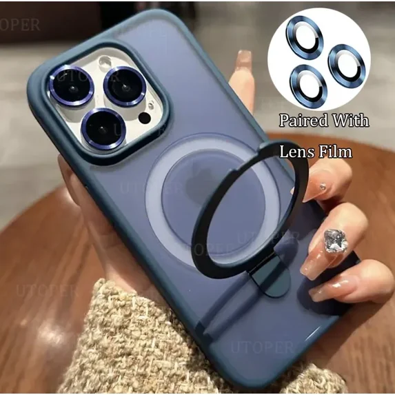 Luxury Magsafe With Holder Acrylic Phone Case for IPhone 16 15 14 13 12 ...