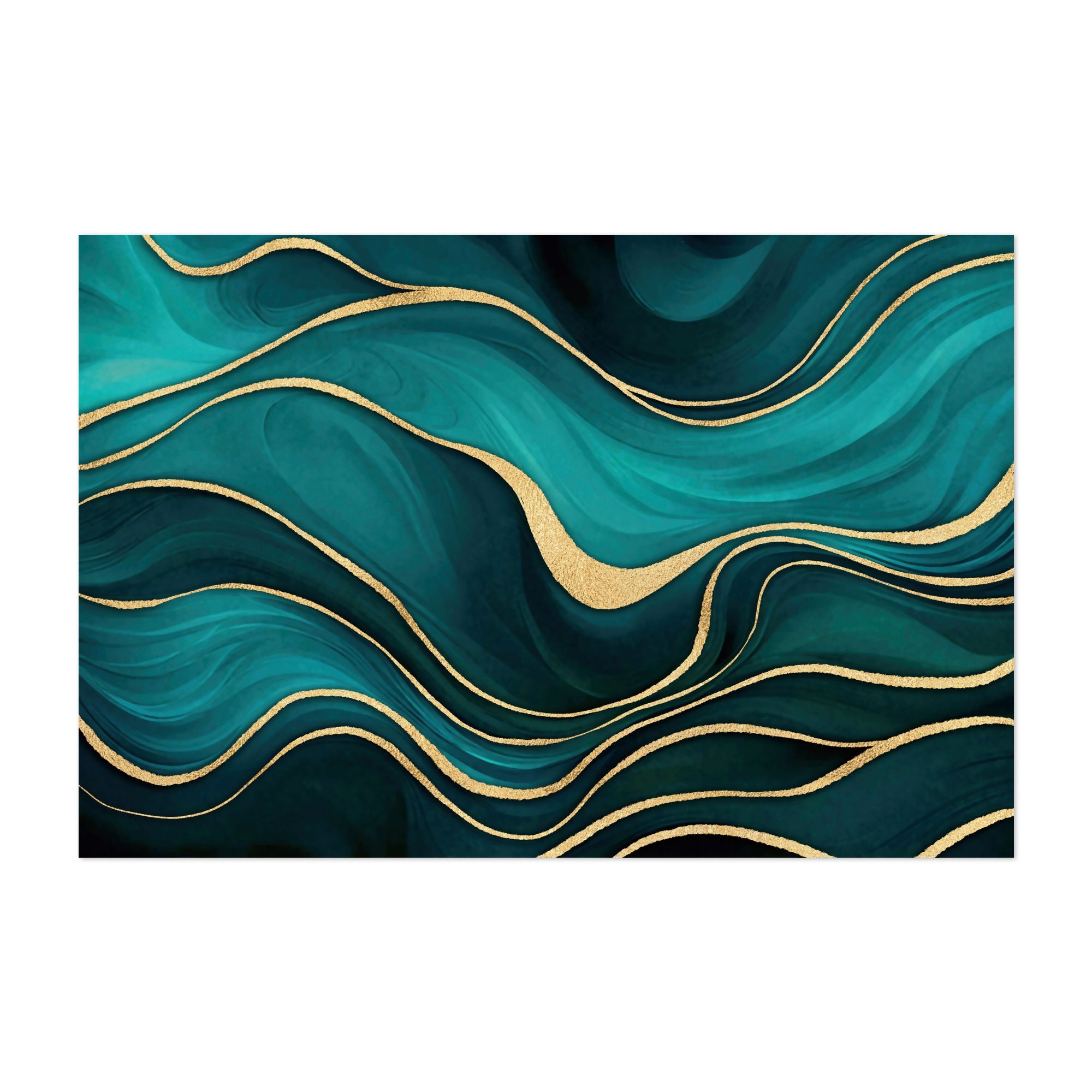 Luxury Marble Teal Turquoise Gold - Painting Unframed Wall Art Print 24 ...