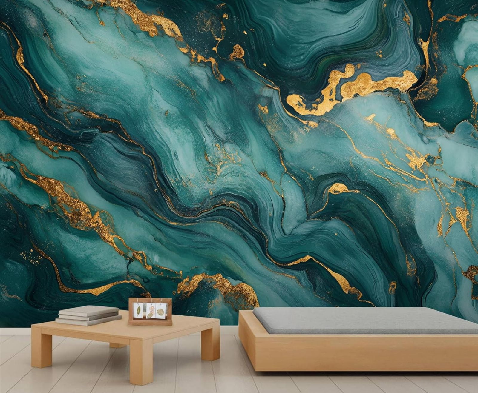 Luxury Marble Wall Murals For Bedroom - Modern Abstract Murals, Emerald ...