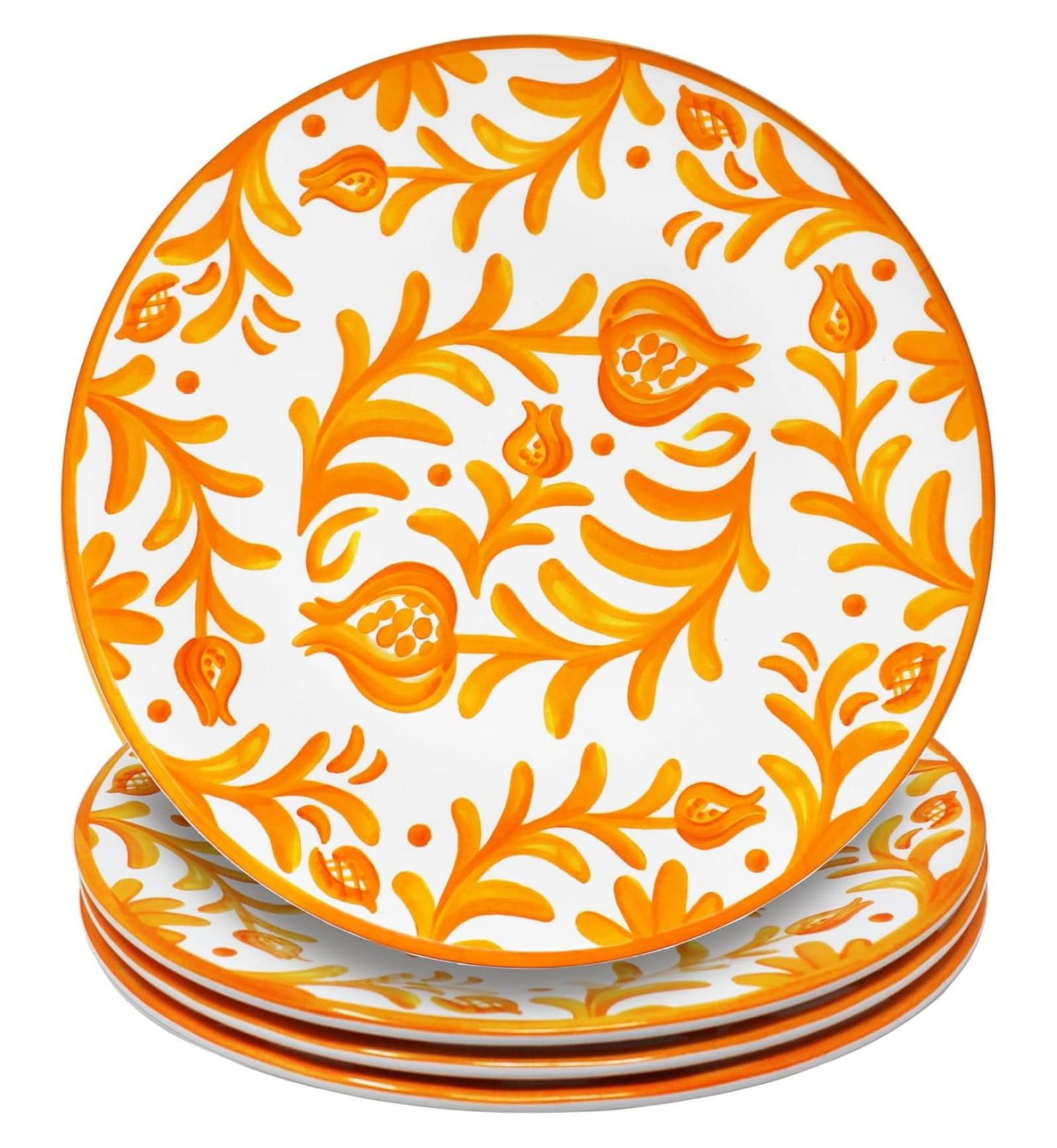 Luxury Melamine Dinner Plate 11 inch, Set of 4, Sicily Orange - Walmart.com