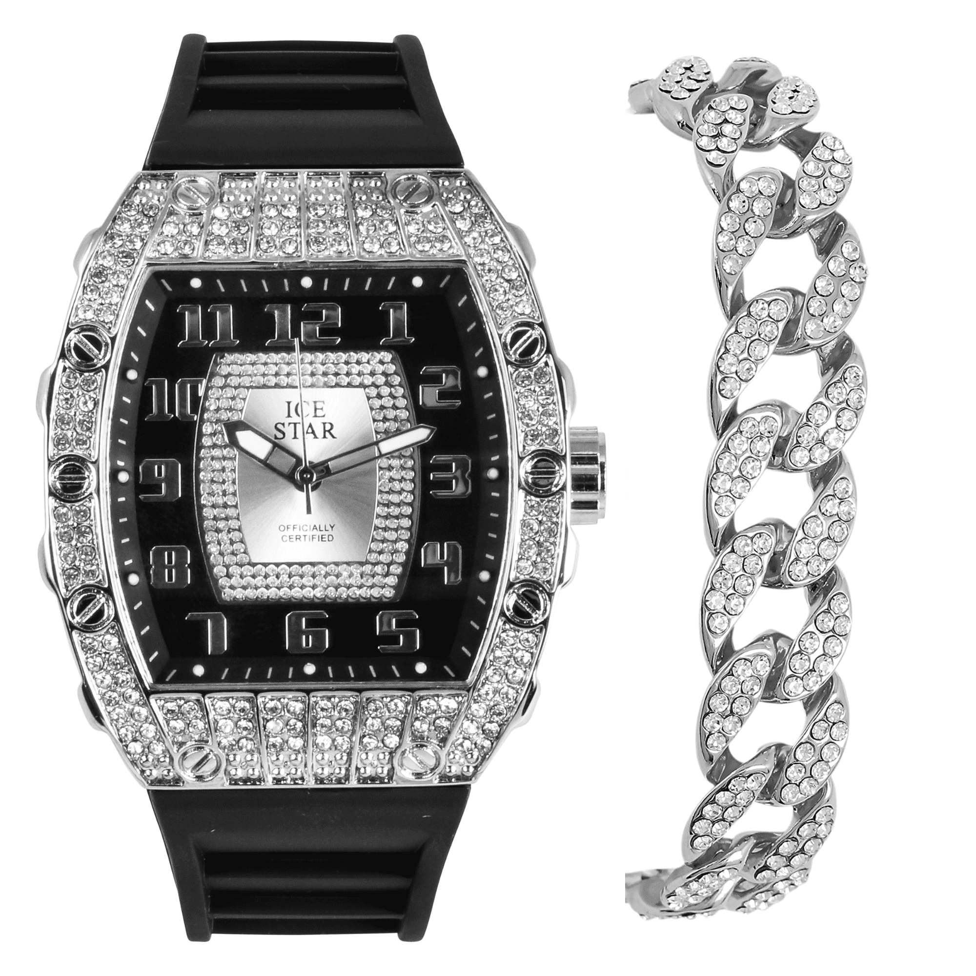 Luxury Men's 41mm Iced Watch with Shimmering Simulated Crystals ...