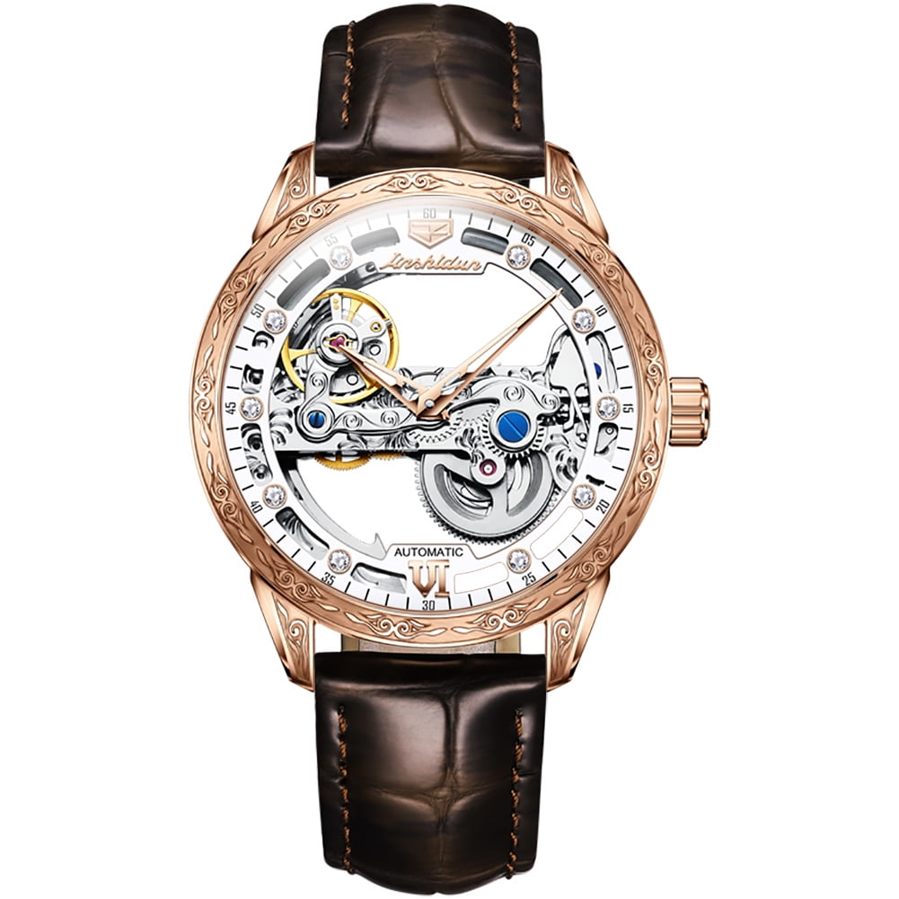 Luxury Men's Automatic Mechanical Transparent Skeleton Luminous Watch ...