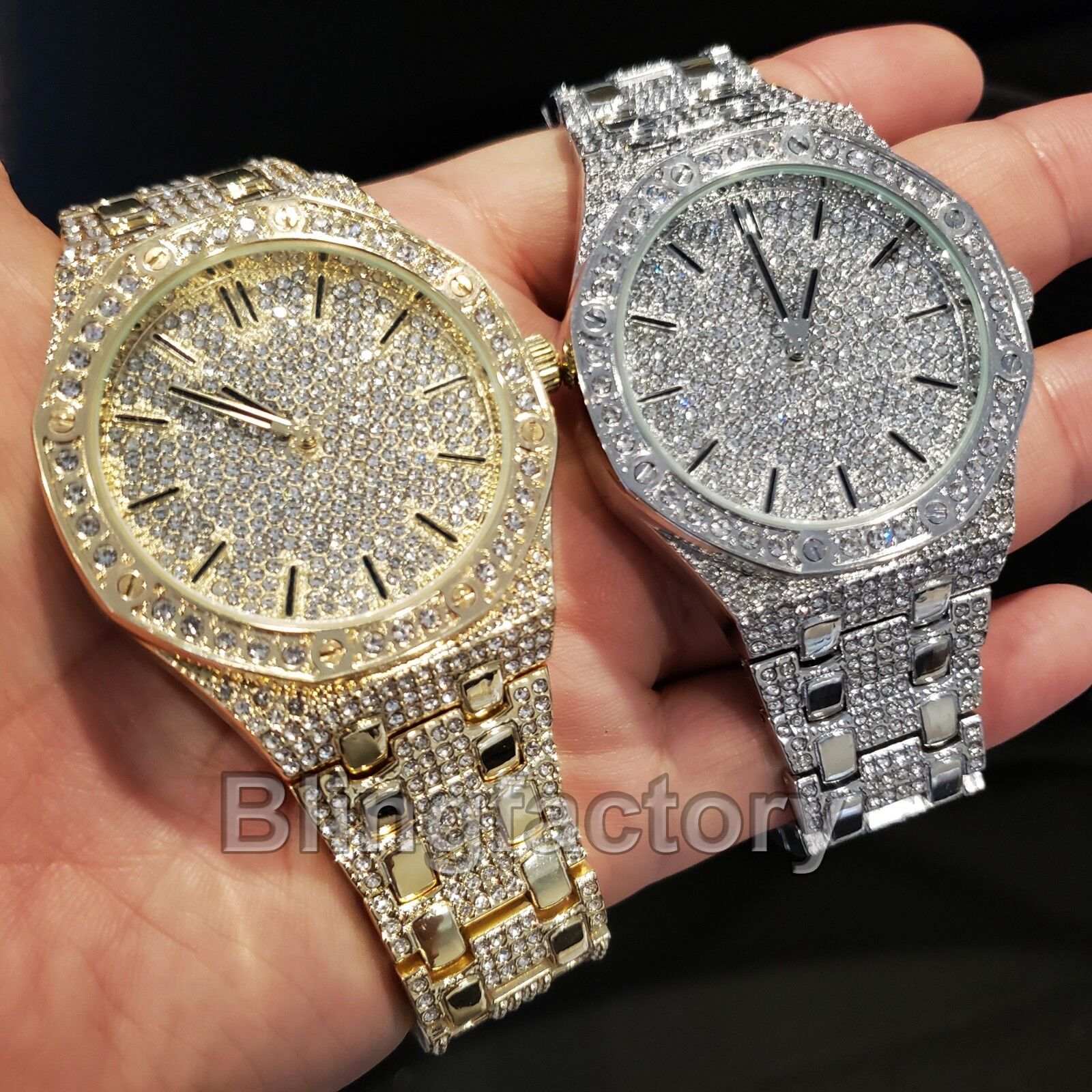 Luxury Men's Iced Rapper's Lab Diamond Metal Band Dress Clubbing wrist ...