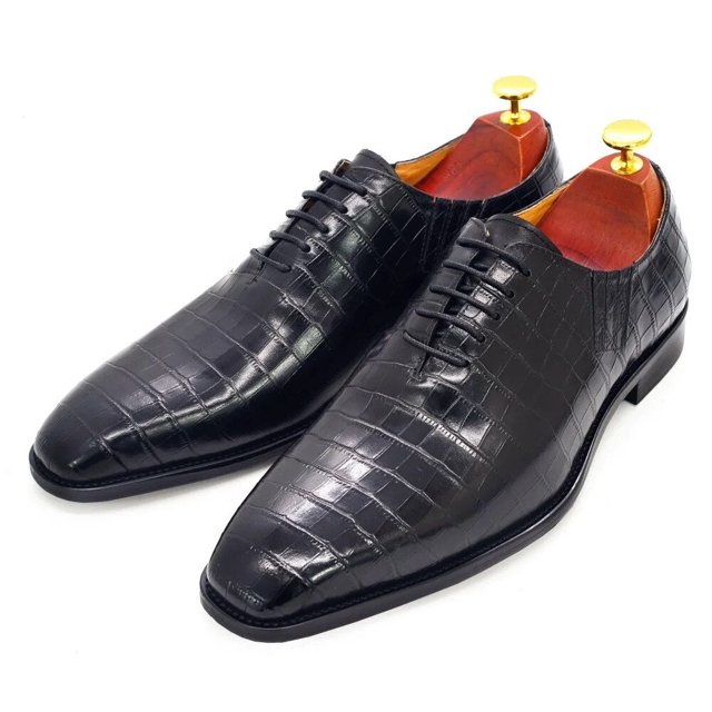 Luxury Mens Oxford Dress Shoes Genuine Leather Alligator Print Men's ...