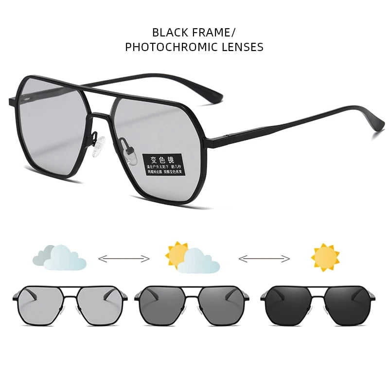 Luxury Metal Photochromic Sunglasses Men Women Fashion Polarized Sun ...