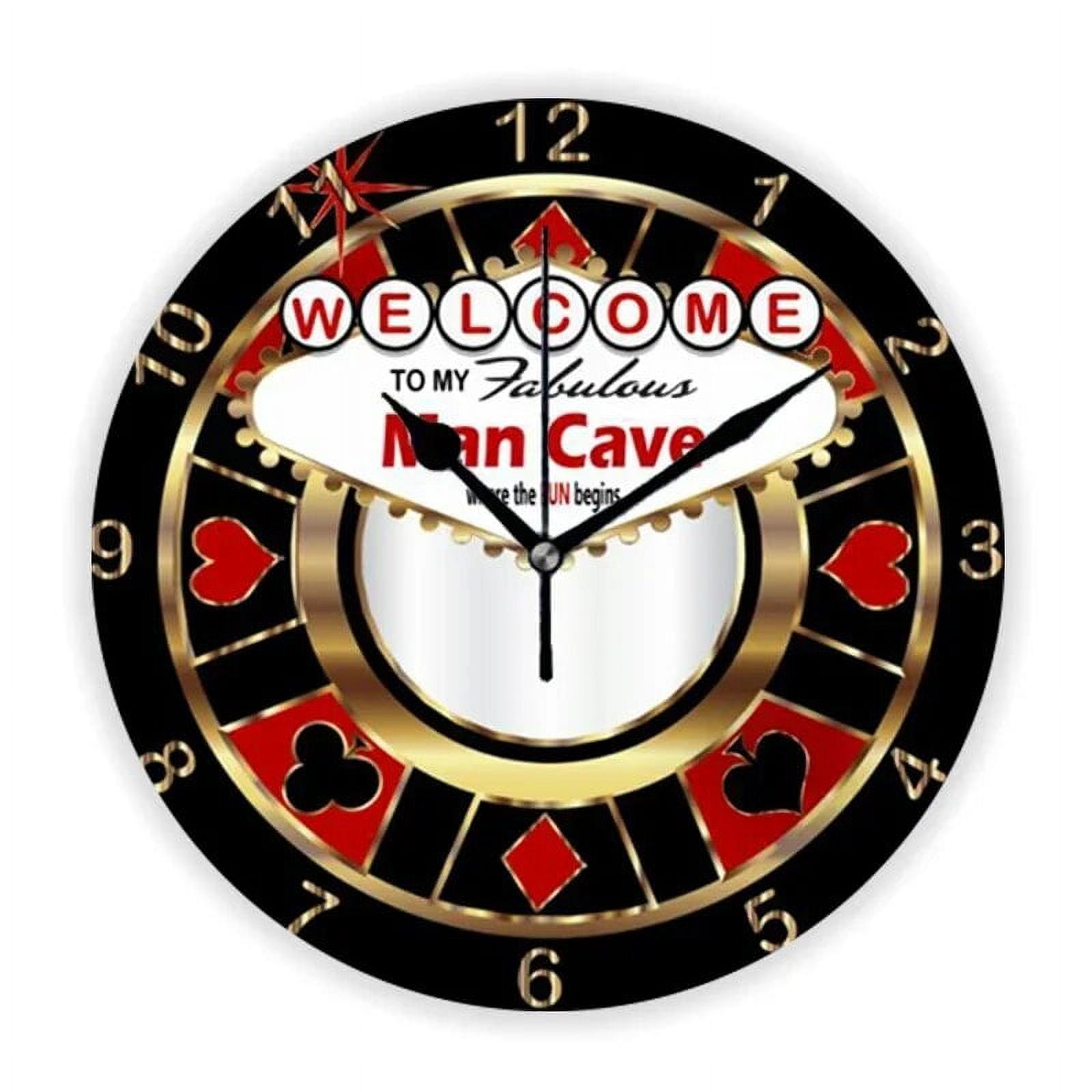 Luxury Metallic Gold Las Vegas Man Cave Game Wall Clock for Casino ...