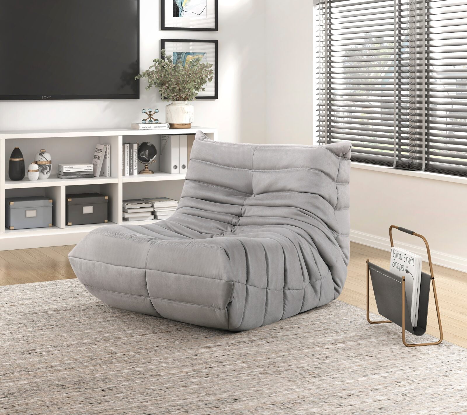 Luxury Microfiber Bean Bag Chair with High-Resilience Foam, Non-Slip ...