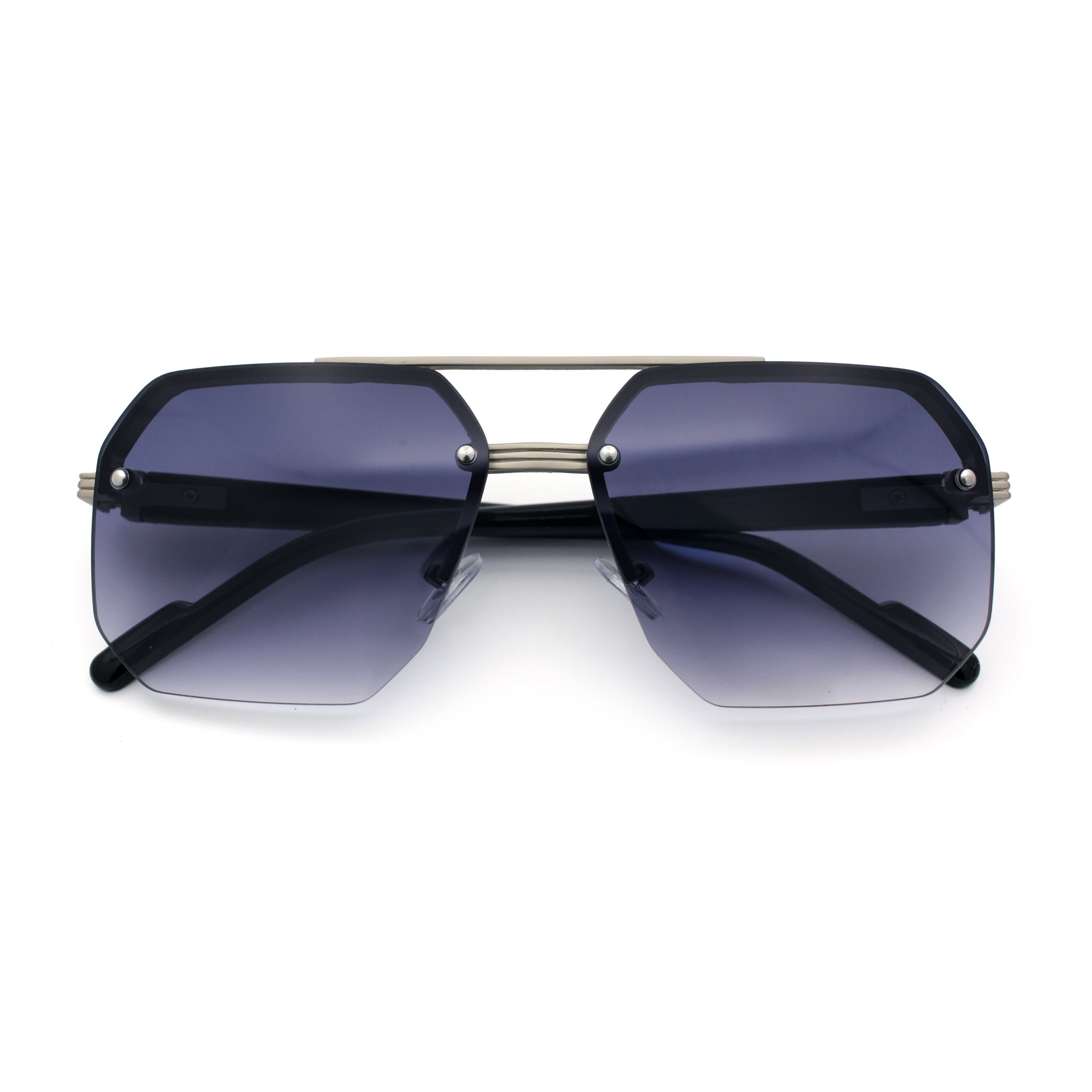 Luxury Mobster Rimless Half Rim Oversized Rectangle Metal Sunglasses ...