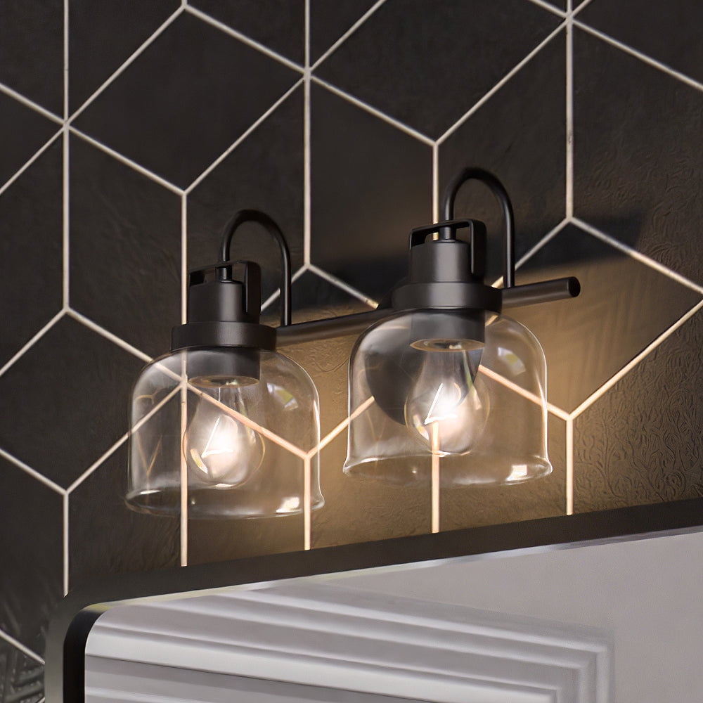 Luxury Modern Farmhouse Bath Light, 9''H x 15''W, Matte Black Finish ...