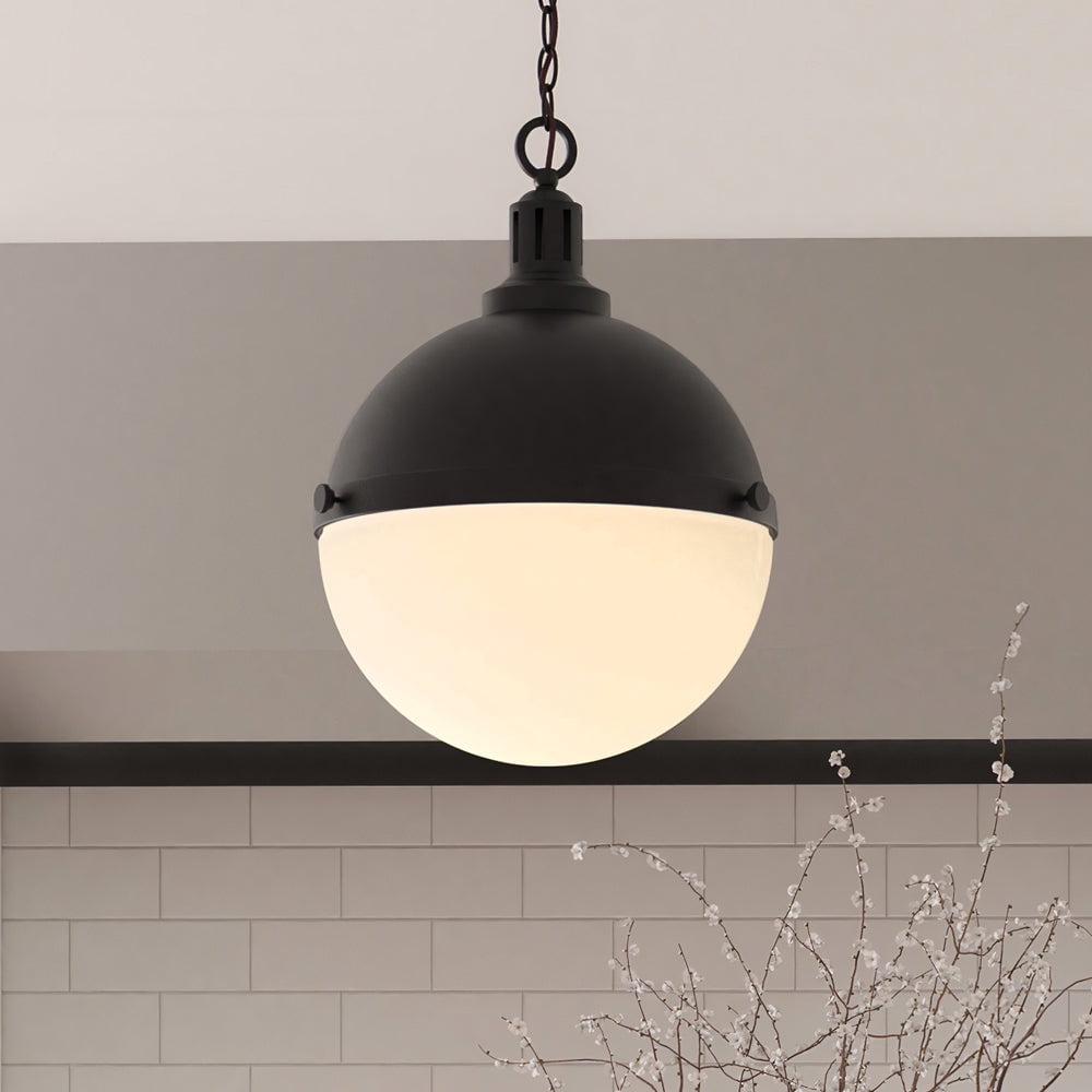 Luxury Modern Farmhouse Pendant, 17''H x 12''W, Matte Black Finish ...