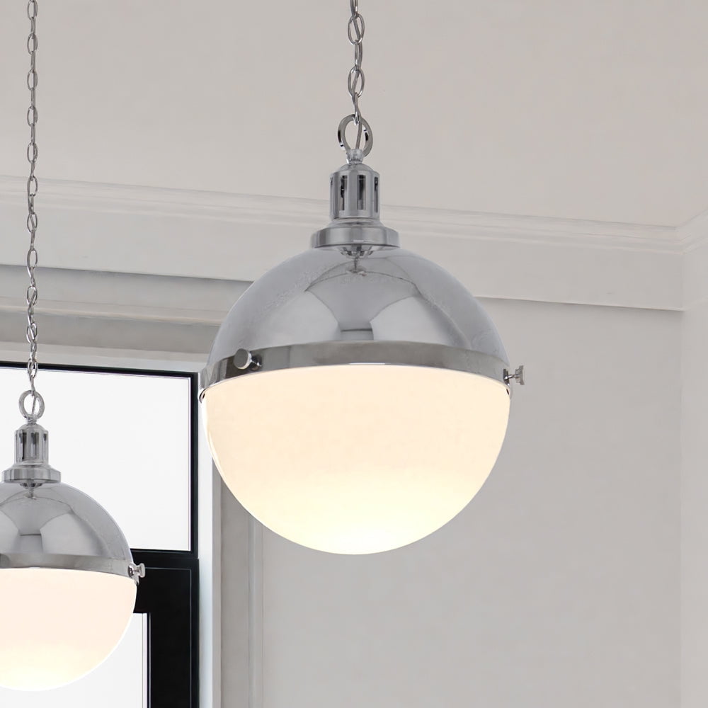 Luxury Modern Farmhouse Pendant, 17''H x 12''W, Polished Crome Finish ...