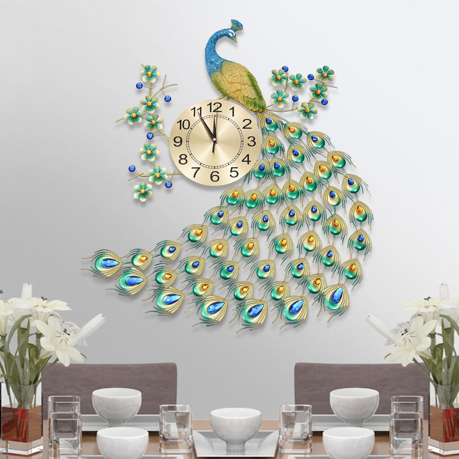 Luxury Modern Peacock Wall-Mounted Clock , Living Room Art Decor ,27.56 ...