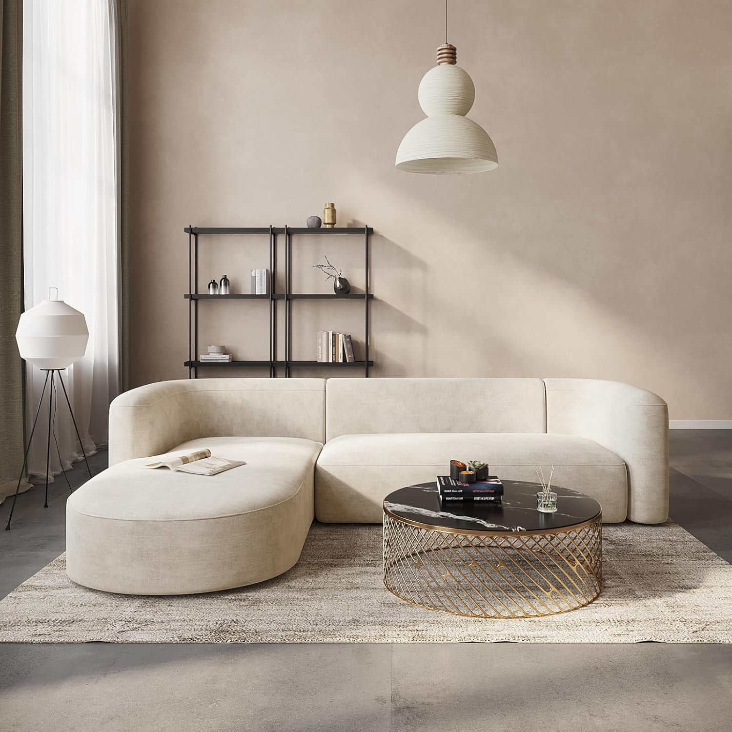 Luxury Modern Tight Curved Back Velvet Sofa, Minimalist Style Comfy ...