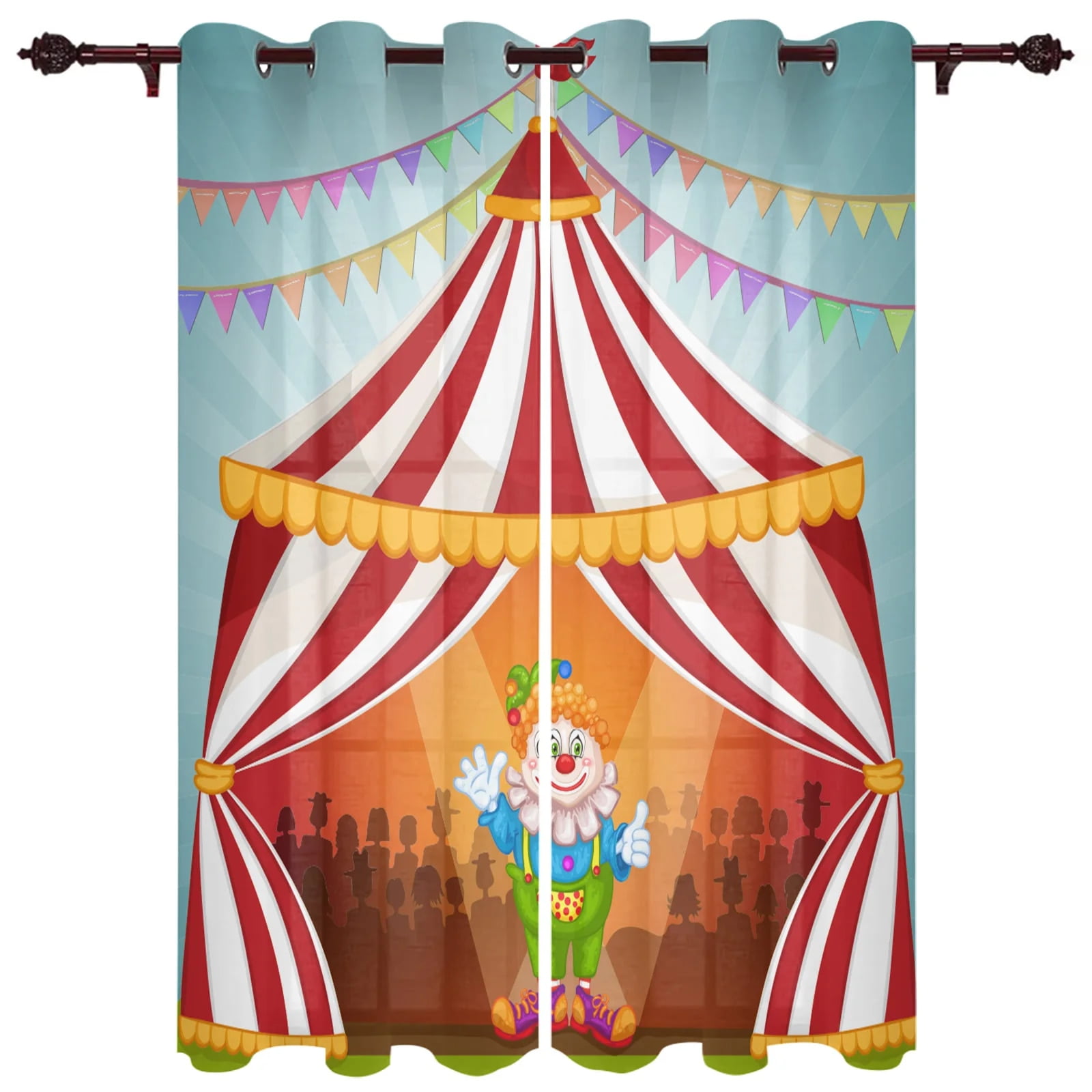 Luxury Modern Window Curtains Circus Festival Retro Bedroom Living Room ...
