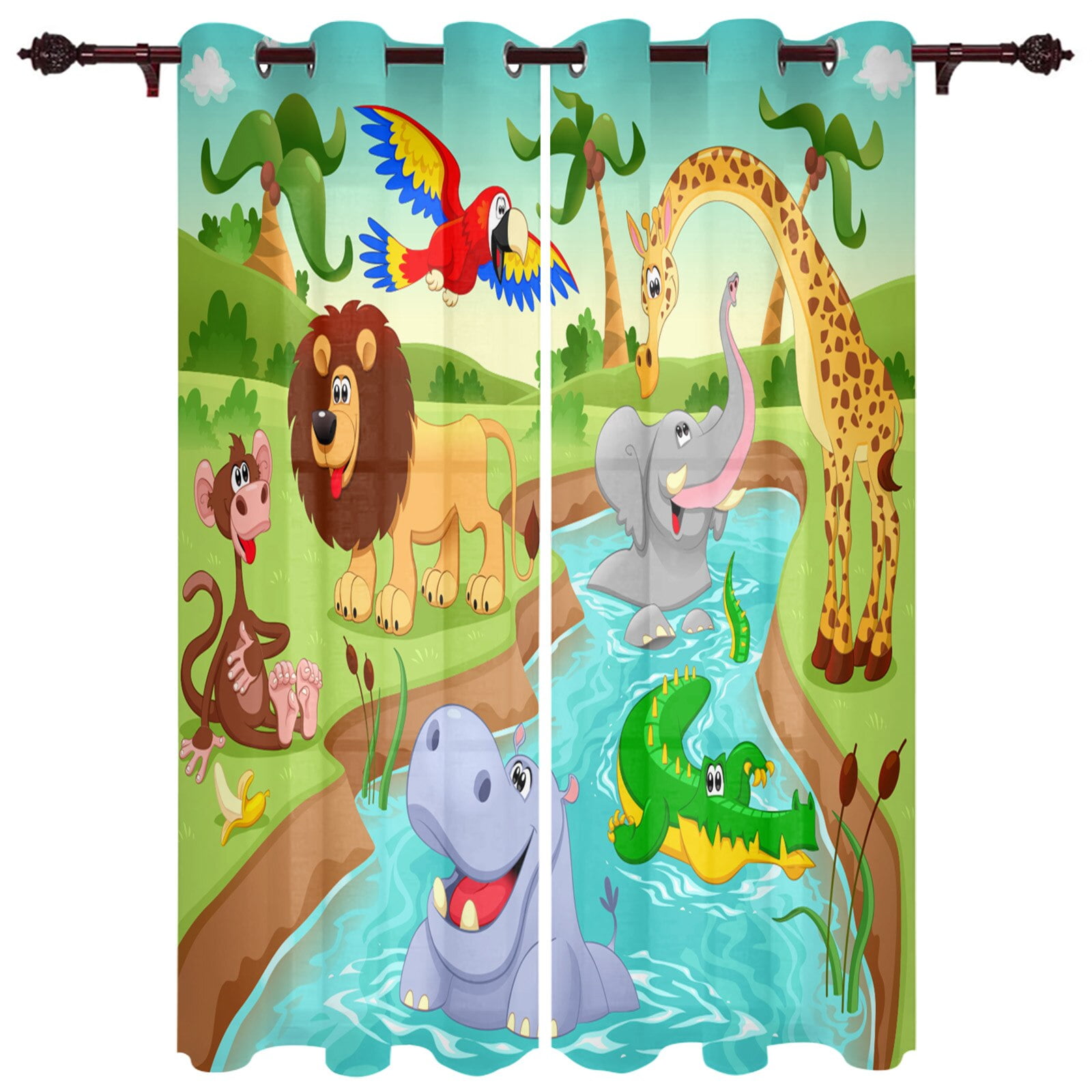Luxury Modern Window Curtains Circus Festival Retro Bedroom Living Room ...