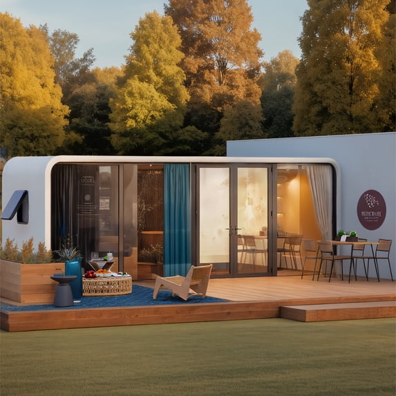 Luxury Modern prefab Cabin - 19ft Mobile Capsule with Bedroom, Kitchen ...