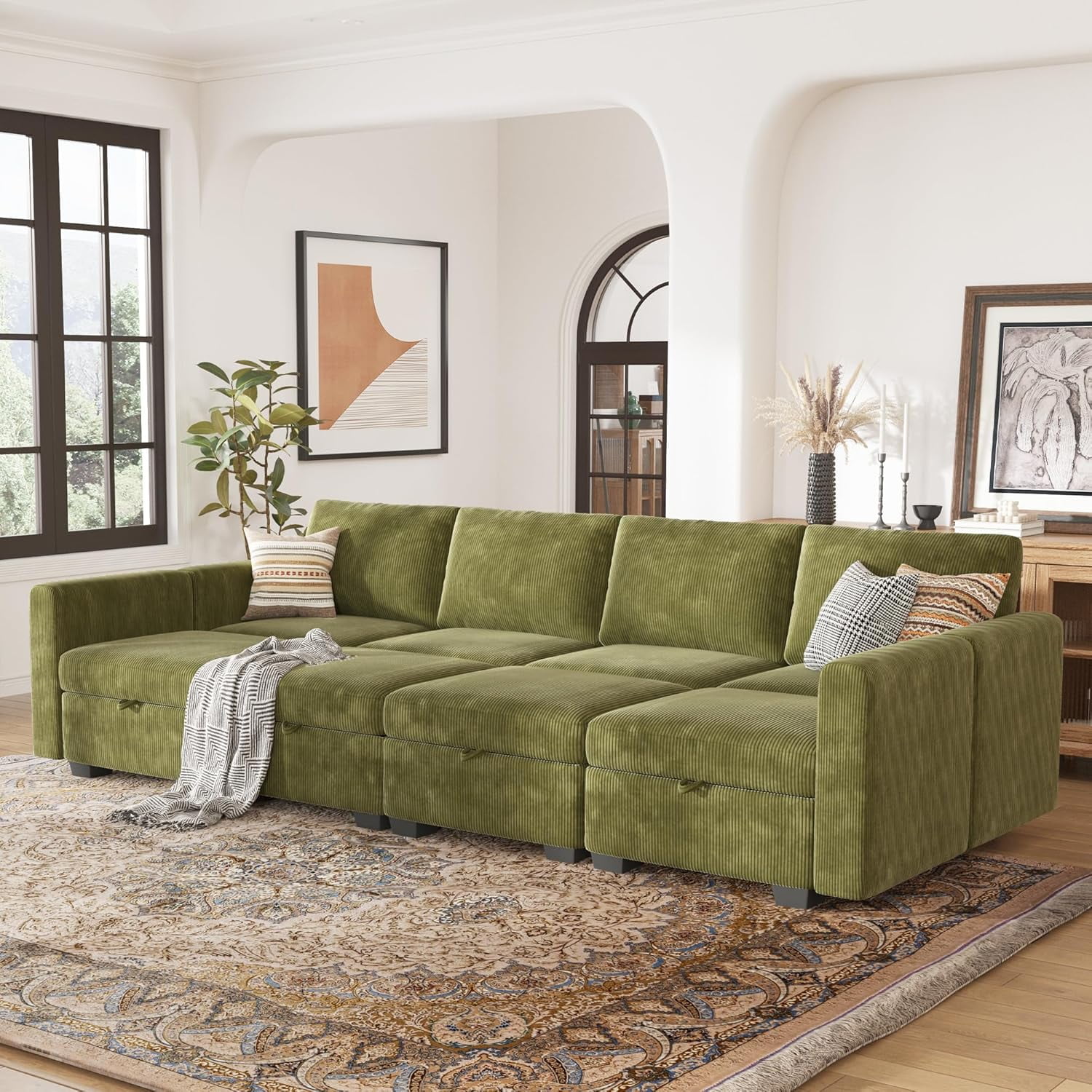 Luxury Modular Convertible Sectional Couch with Reversible Chaise ...