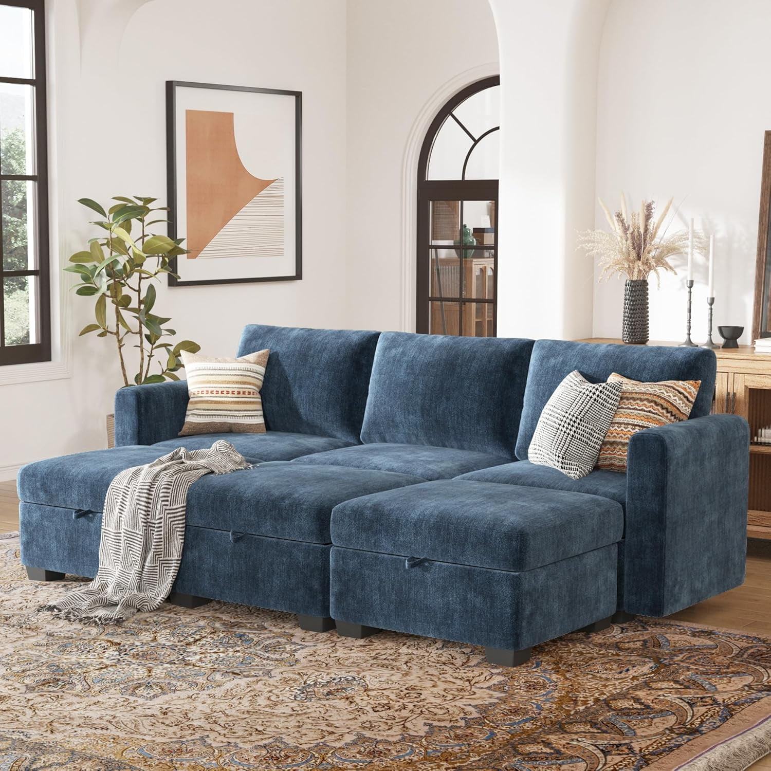 Luxury Modular Convertible Sectional Couch with Reversible Chaise ...