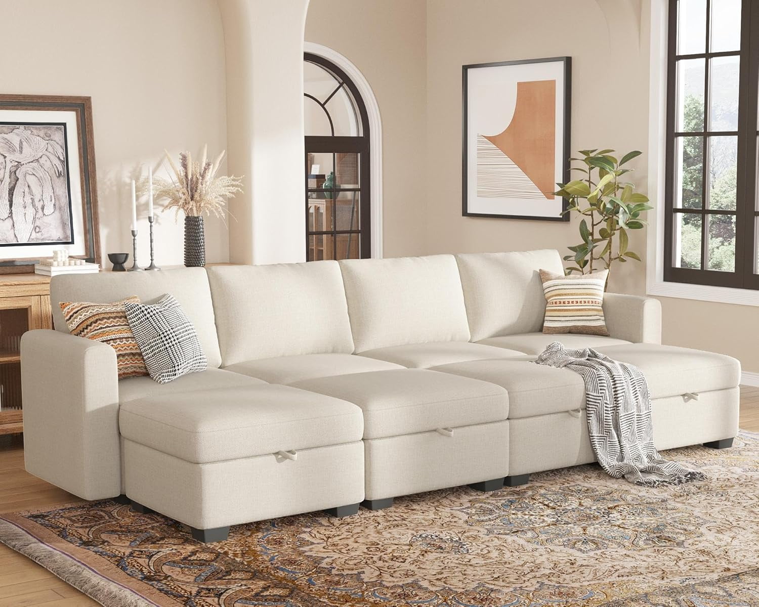 Luxury Modular Convertible Sectional Couch with Reversible Chaise ...