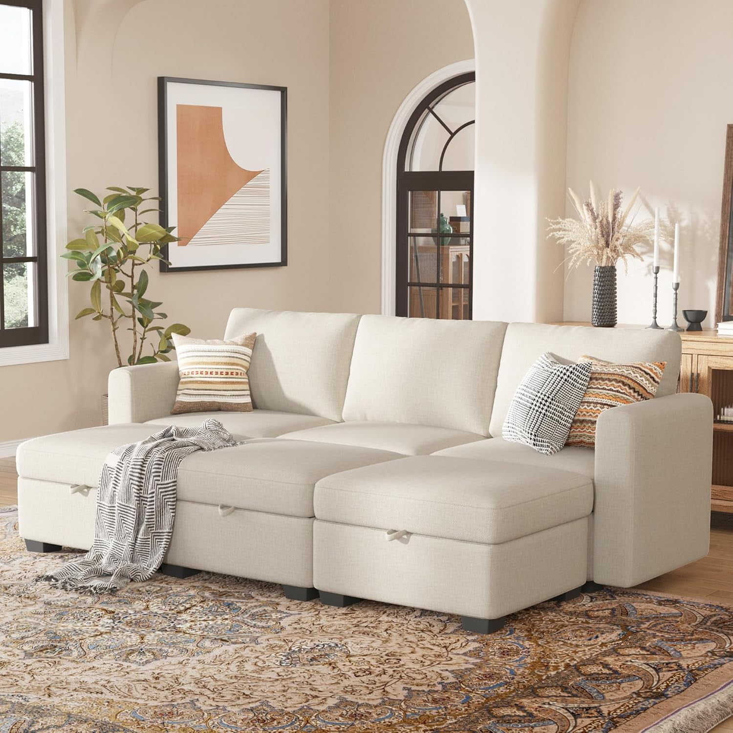 Luxury Modular Convertible Sectional Couch with Reversible Chaise ...