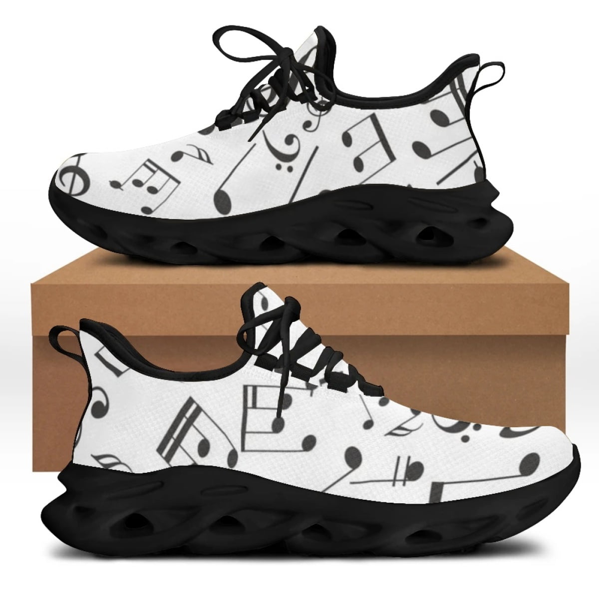 Luxury Musical Notes Cartoon Pattern Female Flat Shoes Comfort Sport ...