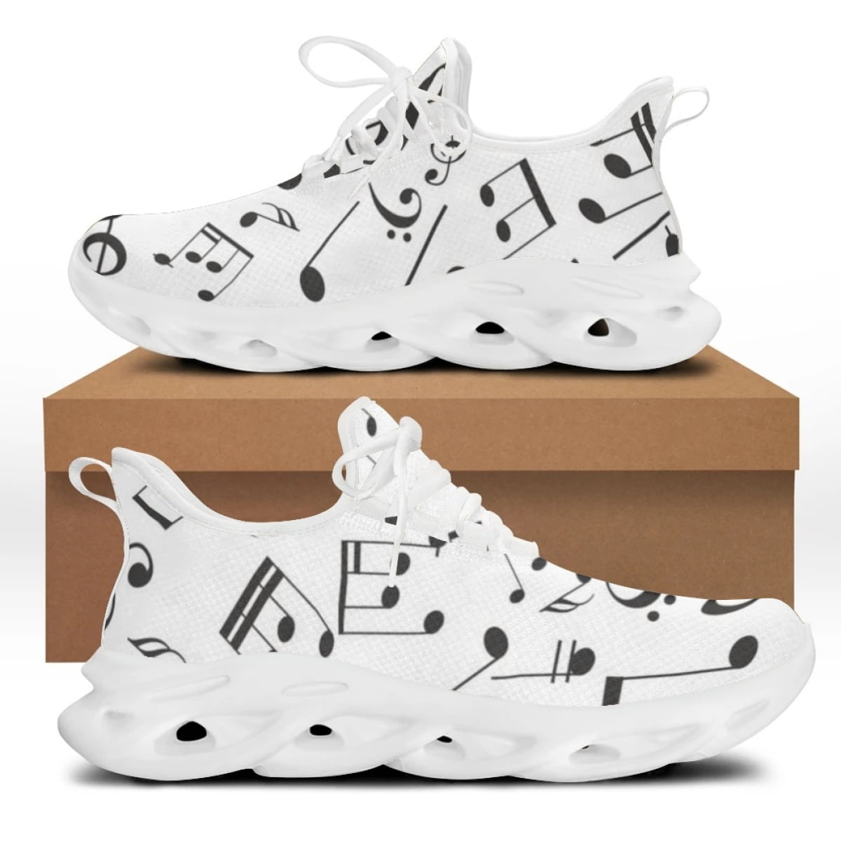 Luxury Musical Notes Cartoon Pattern Female Flat Shoes Comfort Sport ...