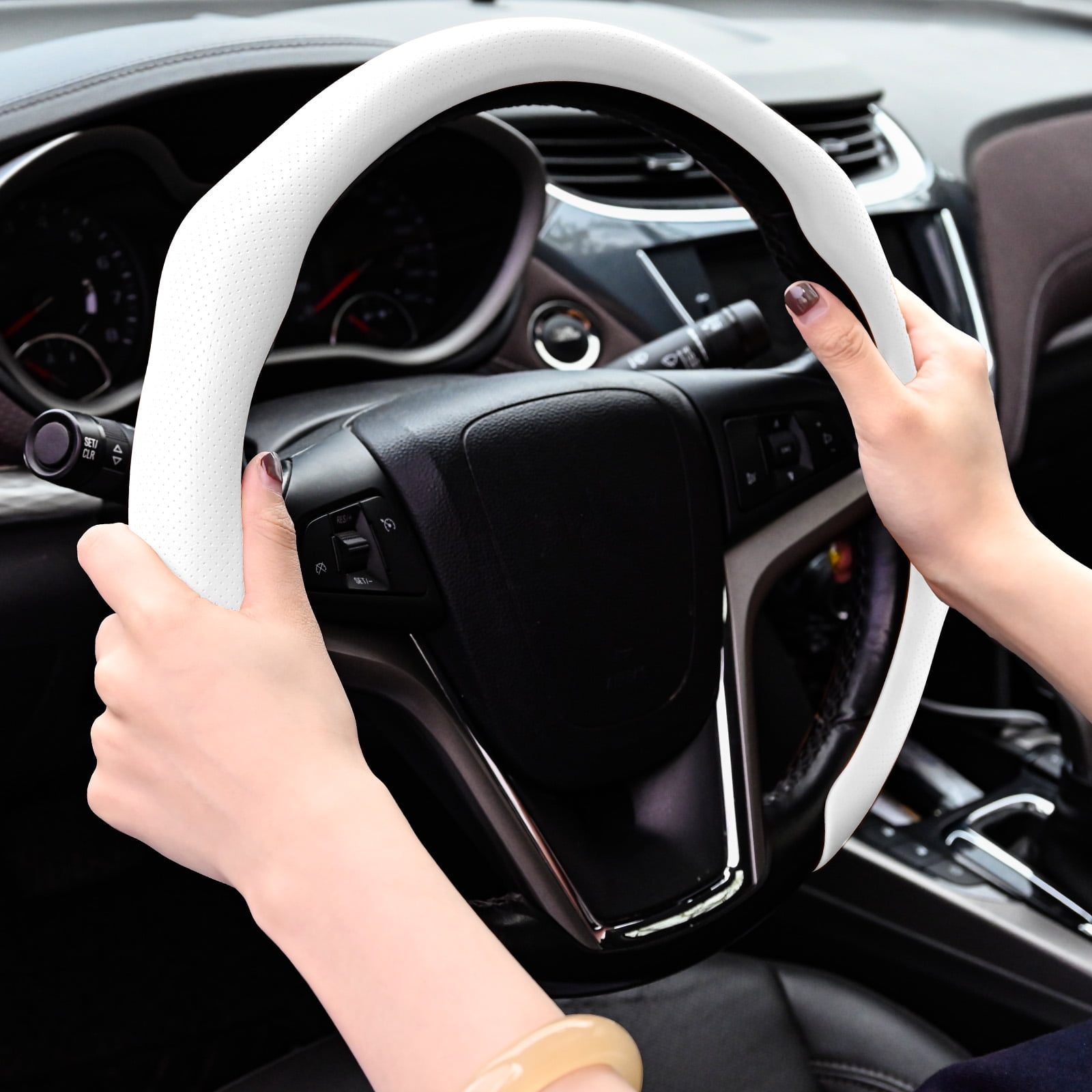 Luxury Nappa Leather Steering Wheel Cover Breathable Material with Anti ...
