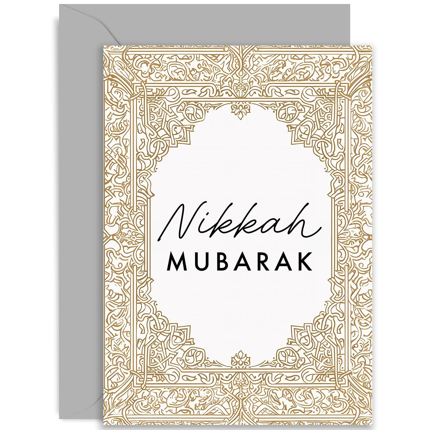 Luxury Nikkah Mubarak Greeting Card - Gold Islamic Gift - Islamic ...