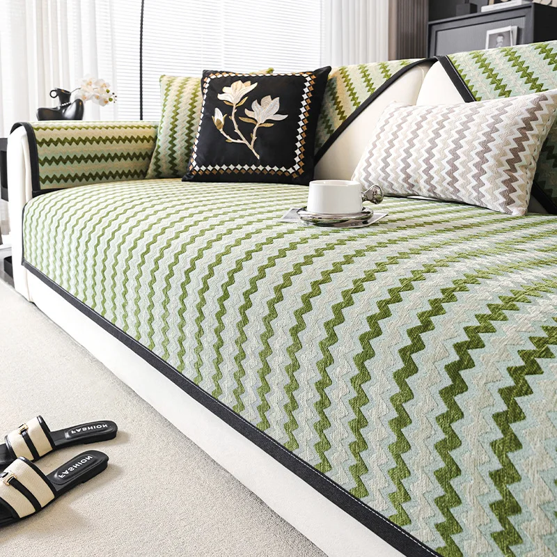 Luxury Non-slip Sofas Towel Couch Cover Wavy Line Sofa Seat Pad ...