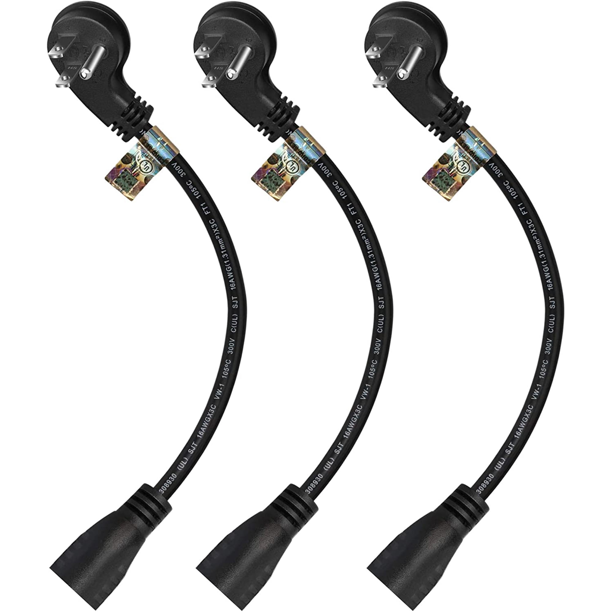 Luxury Office Power Cord 1 Foot Extension Cord Flat Wall Plug for Home ...