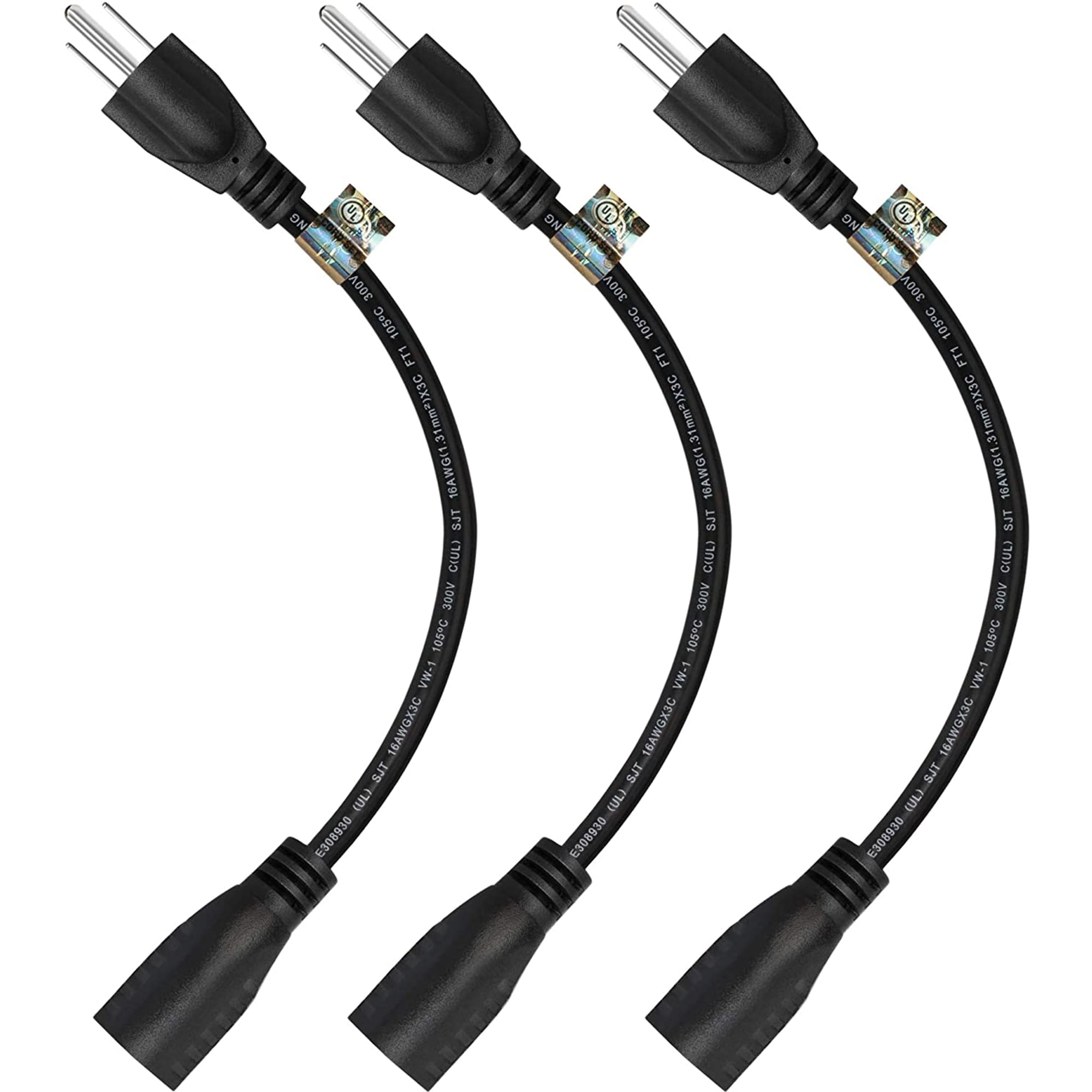 Luxury Office Extension Cord, Heavy Duty 1 Foot Power Cord, 3 Pack ...