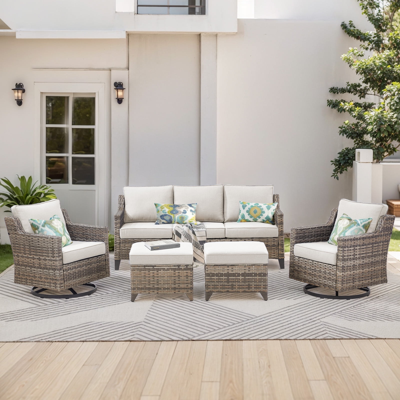 Luxury Outdoor 5-Pieces High Back Patio Furniture Set with Thicked ...