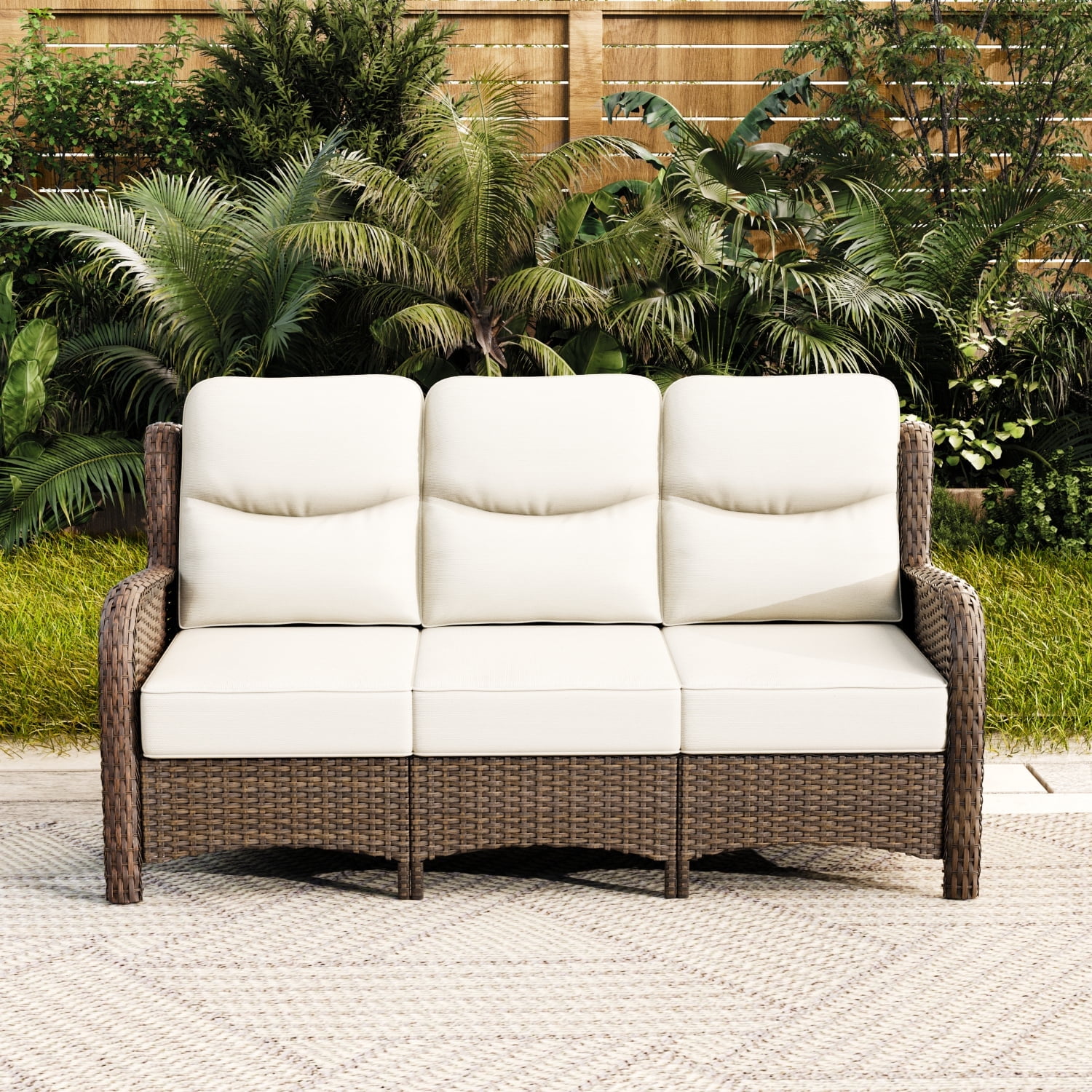 Hillga Luxury Furniture High Back Oversized 3-Seater Patio Sofa Front ...