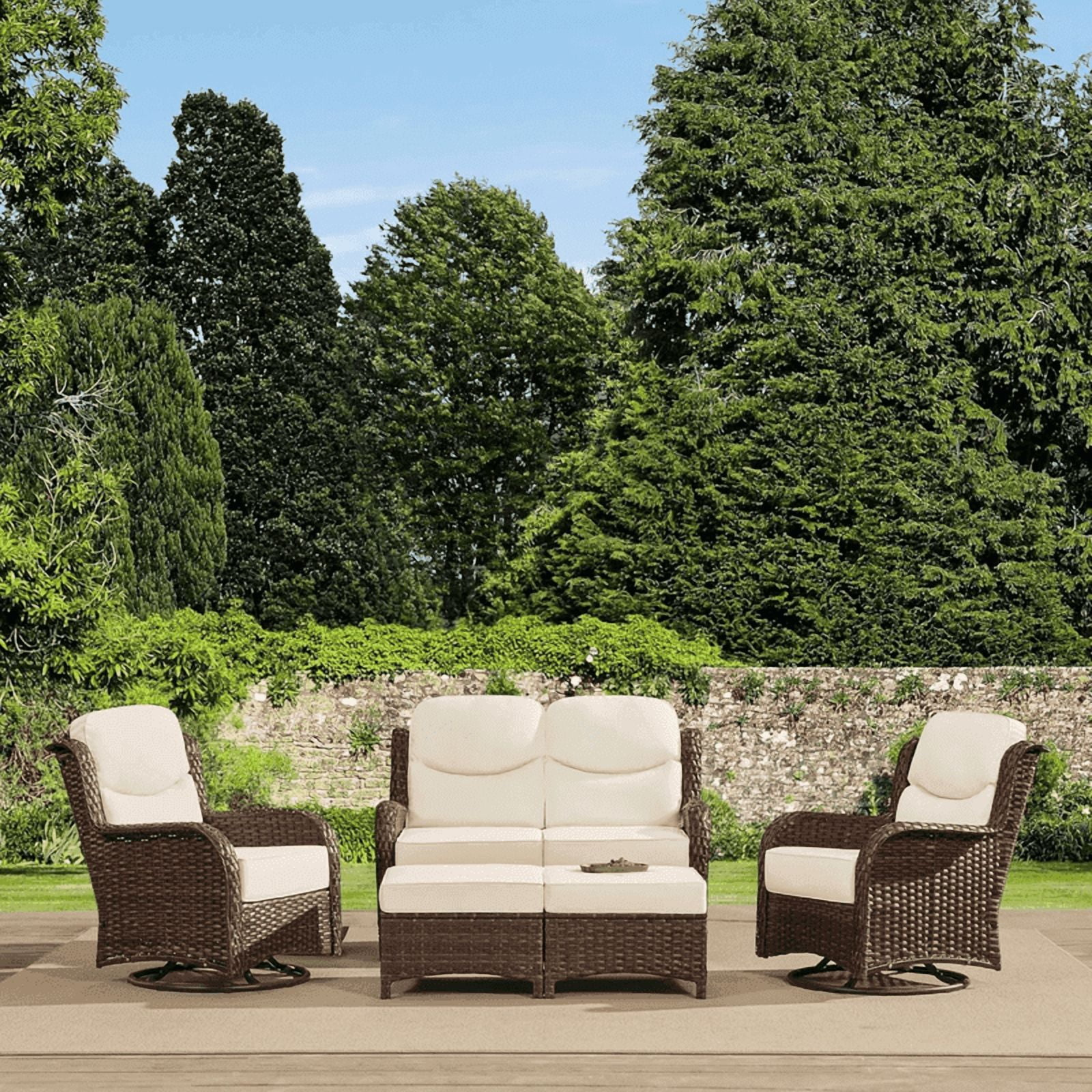 Hillga Luxury Furniture High Back Loveseat Sofa and Rocker Chairs Porch ...