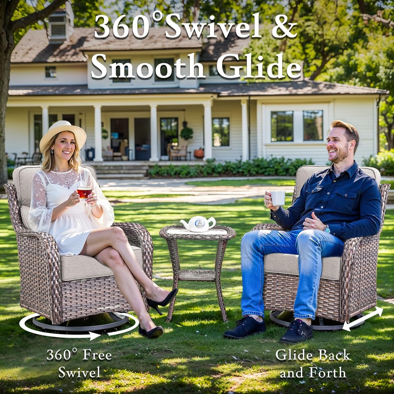 Luxury Outdoor Swivel Rocker Patio Chairs, High Back Swivel Patio ...