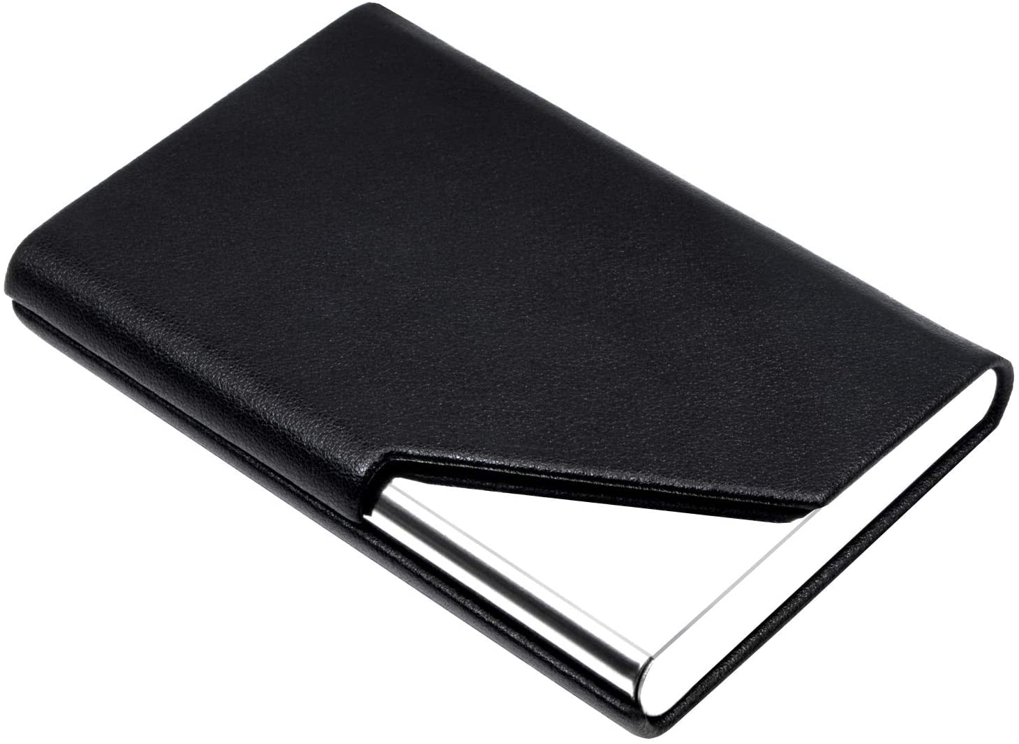 Luxury PU Leather & Stainless Steel Business Card Holder - Sleek Multi ...