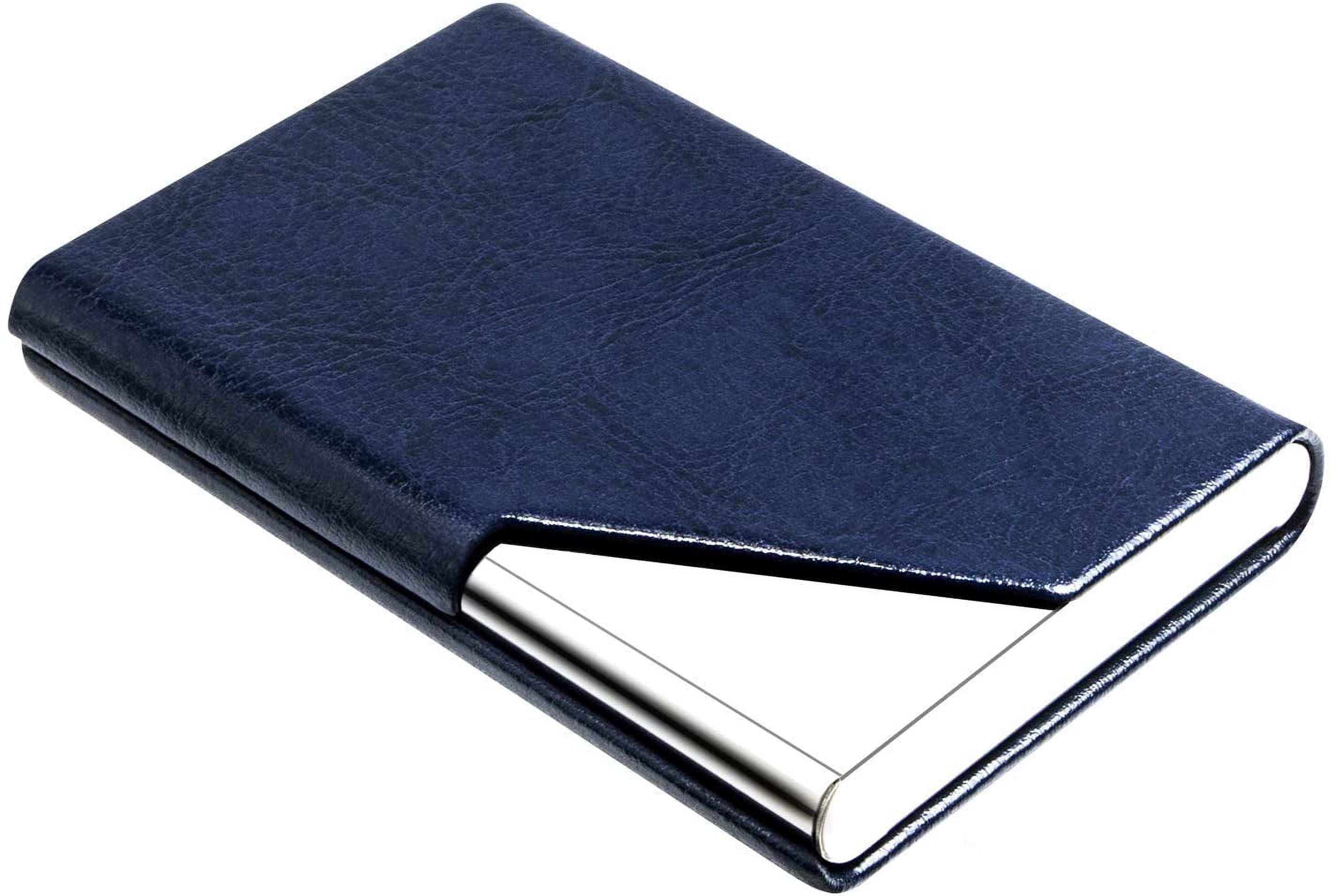 Luxury PU Leather & Stainless Steel Business Card Holder - Sleek Multi ...