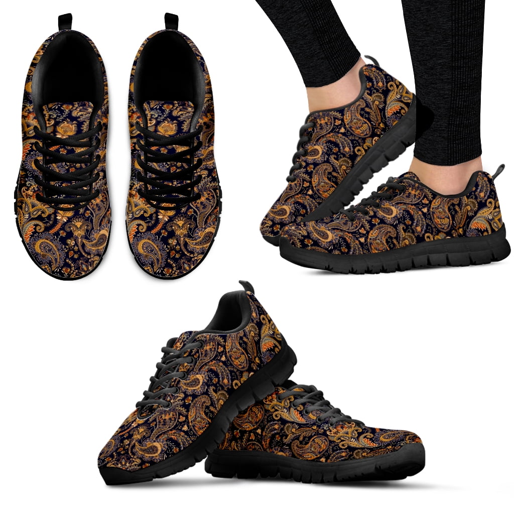 Luxury Paisley Floral Boho Print Casual Sneakers for Women Lace-Up ...
