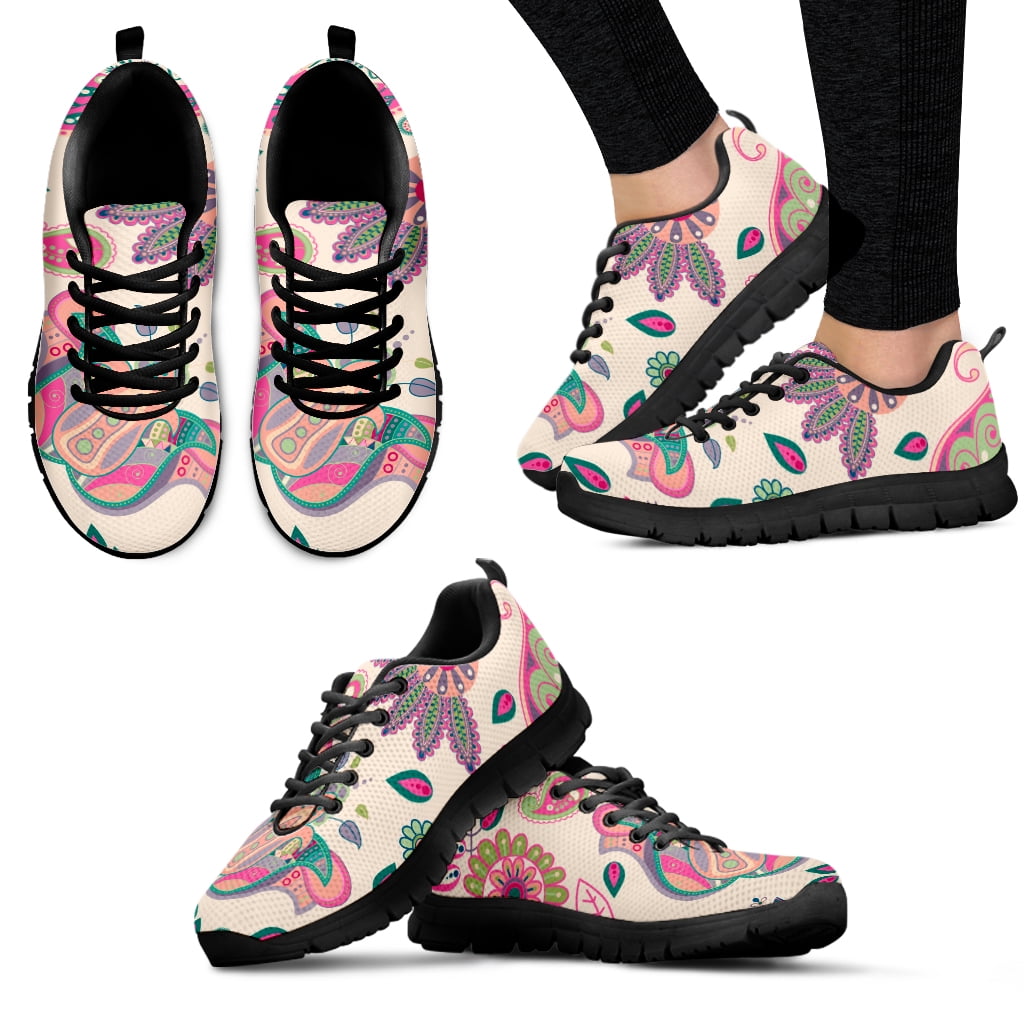 Luxury Paisley Floral Boho Print Casual Sneakers for Women Lace-Up ...