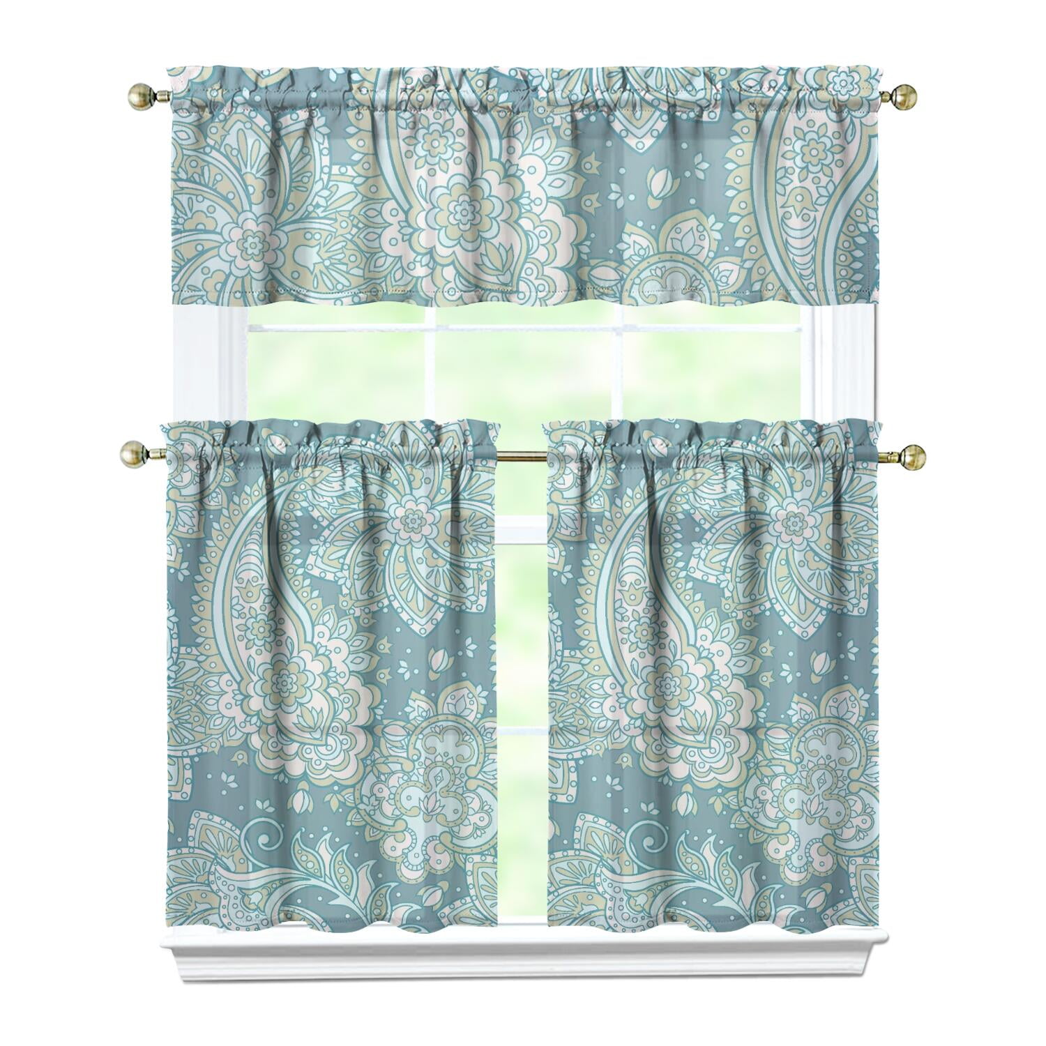 Luxury Paisley Print Curtains - Exotic Inspired 80% Blackout 3-Panel ...