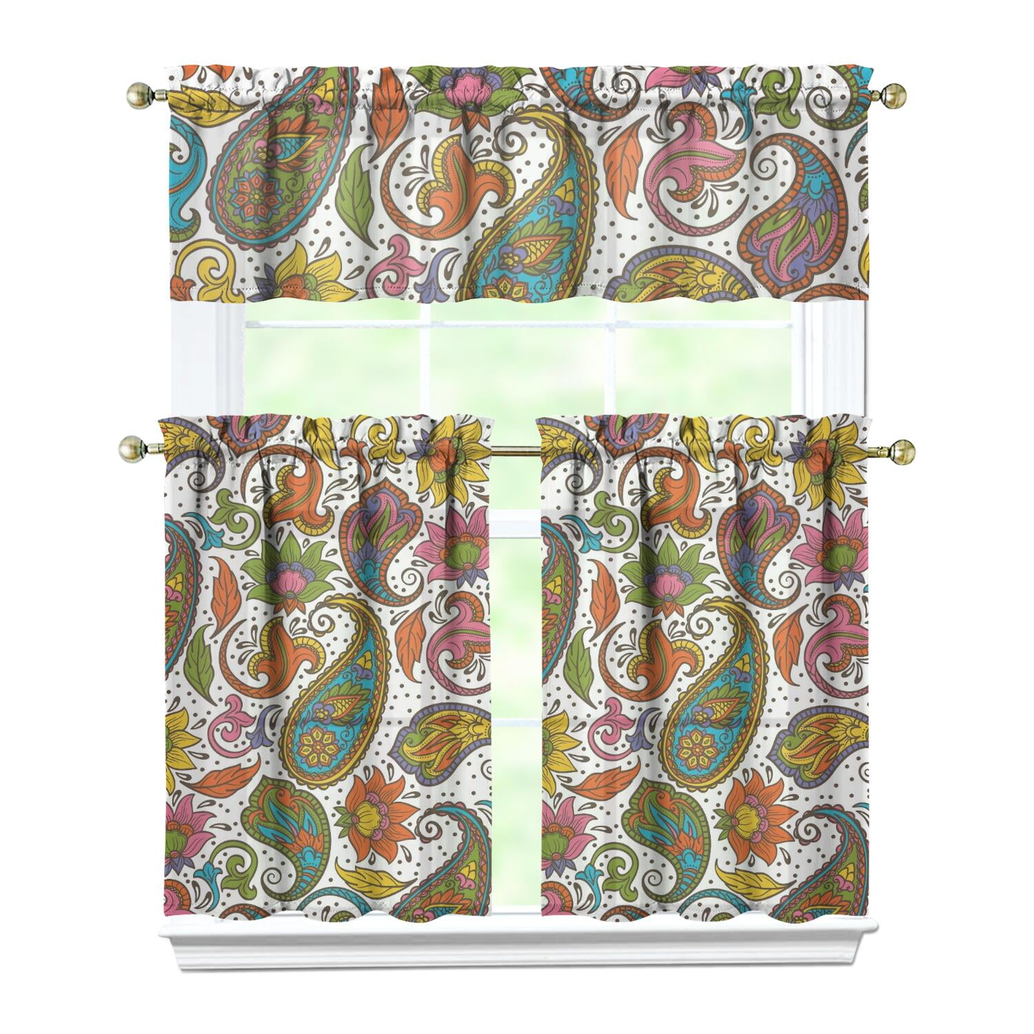 Luxury Paisley Print Curtains - Exotic Inspired 80% Blackout 3-Panel ...
