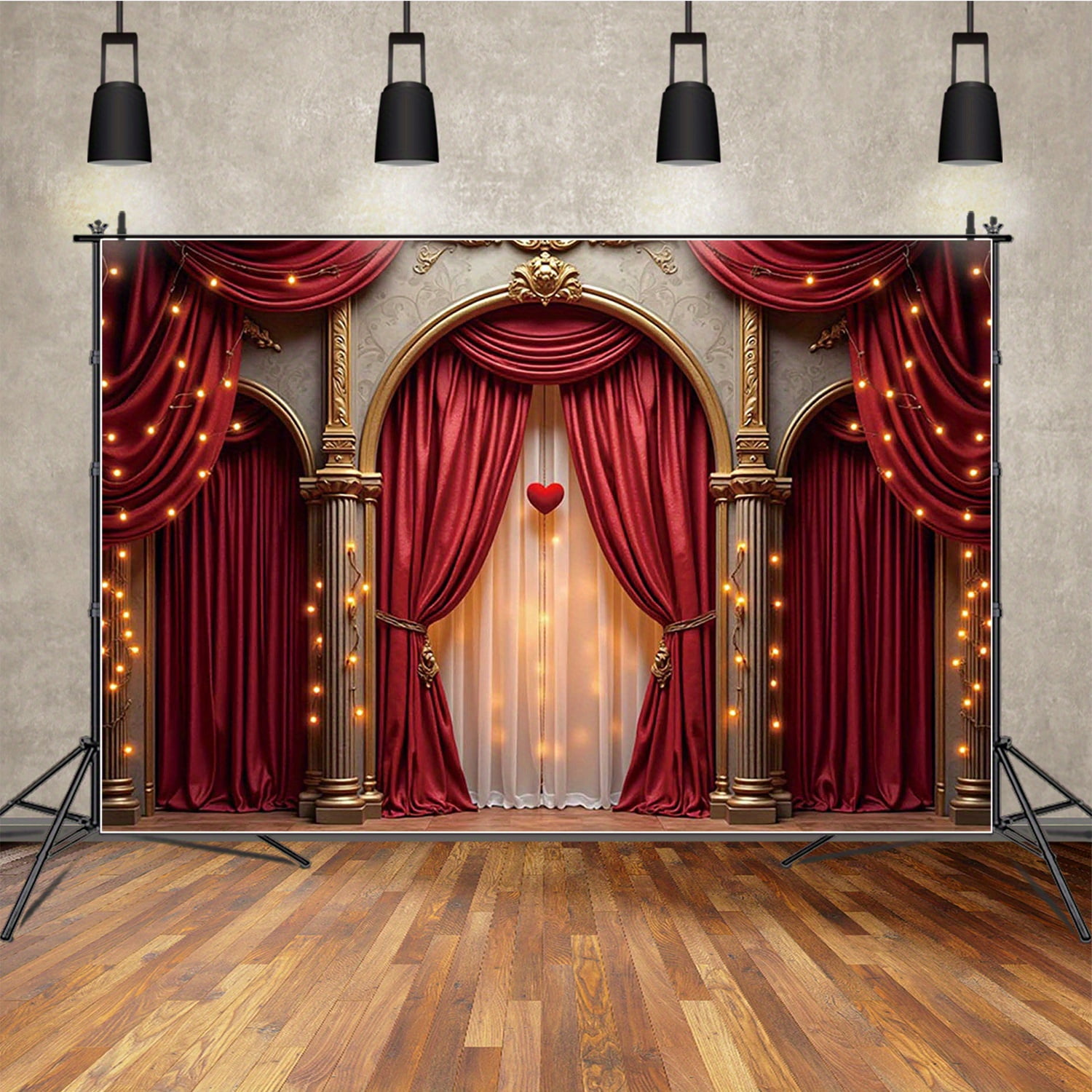 Luxury Palace Wedding Backdrop Red White Curtains Bridal Shower ...