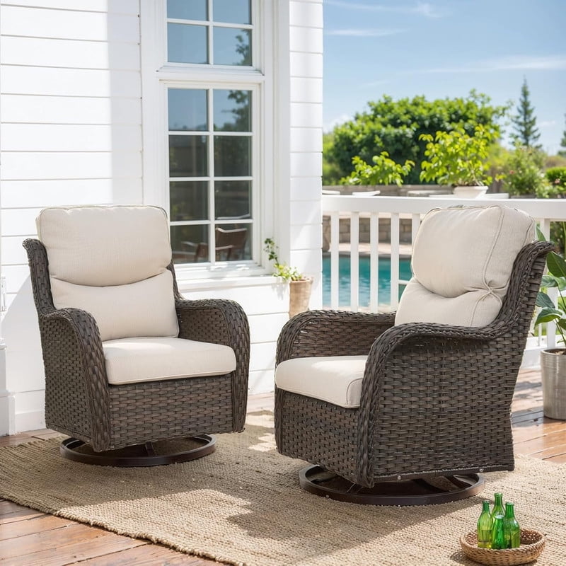 Luxury Patio Chair High Back Outdoor Swivel Rocking Chairs,3-Pieces ...