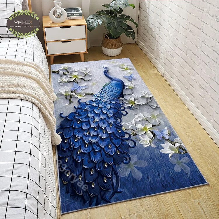 Luxury Peacock Print Carpet for Floor Aesthetics Big Area Living Room ...