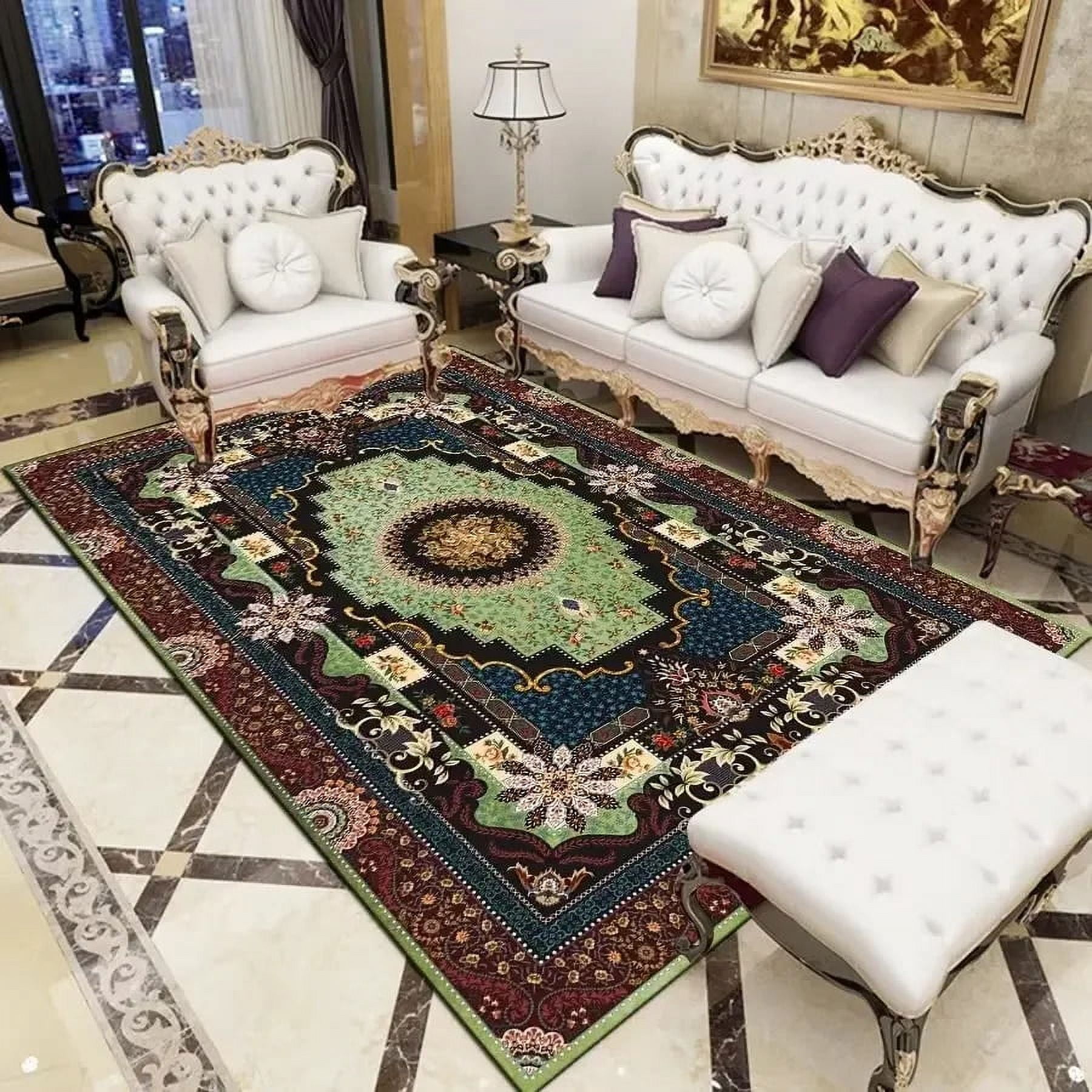 Luxury Persian Retro Carpets for Living Room Green ration Large Area Rugs for Bedroom Big Size ...